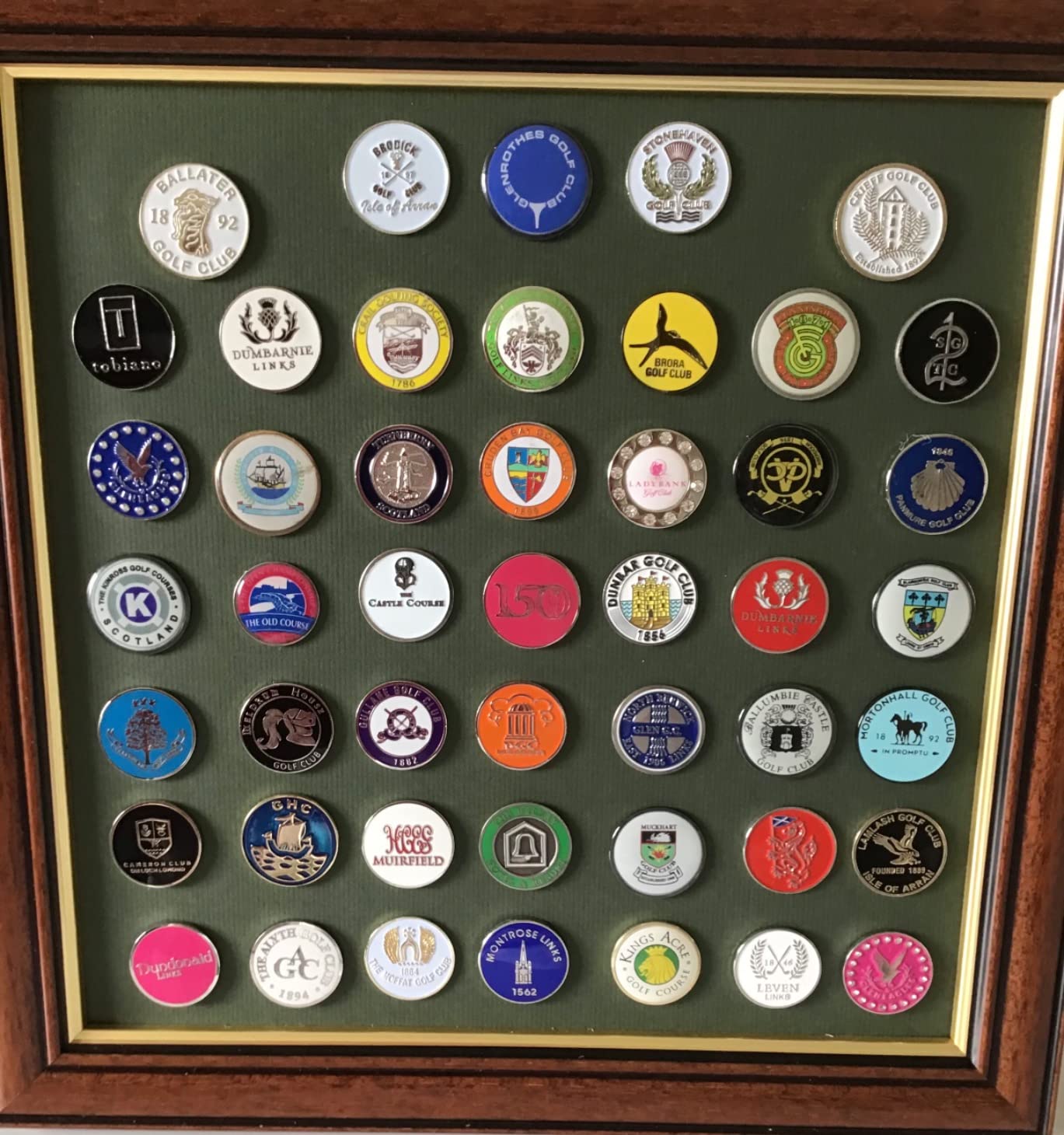 Golf Ball Marker Display Frame - For 49 Flat Magnetic Markers - Medium ...