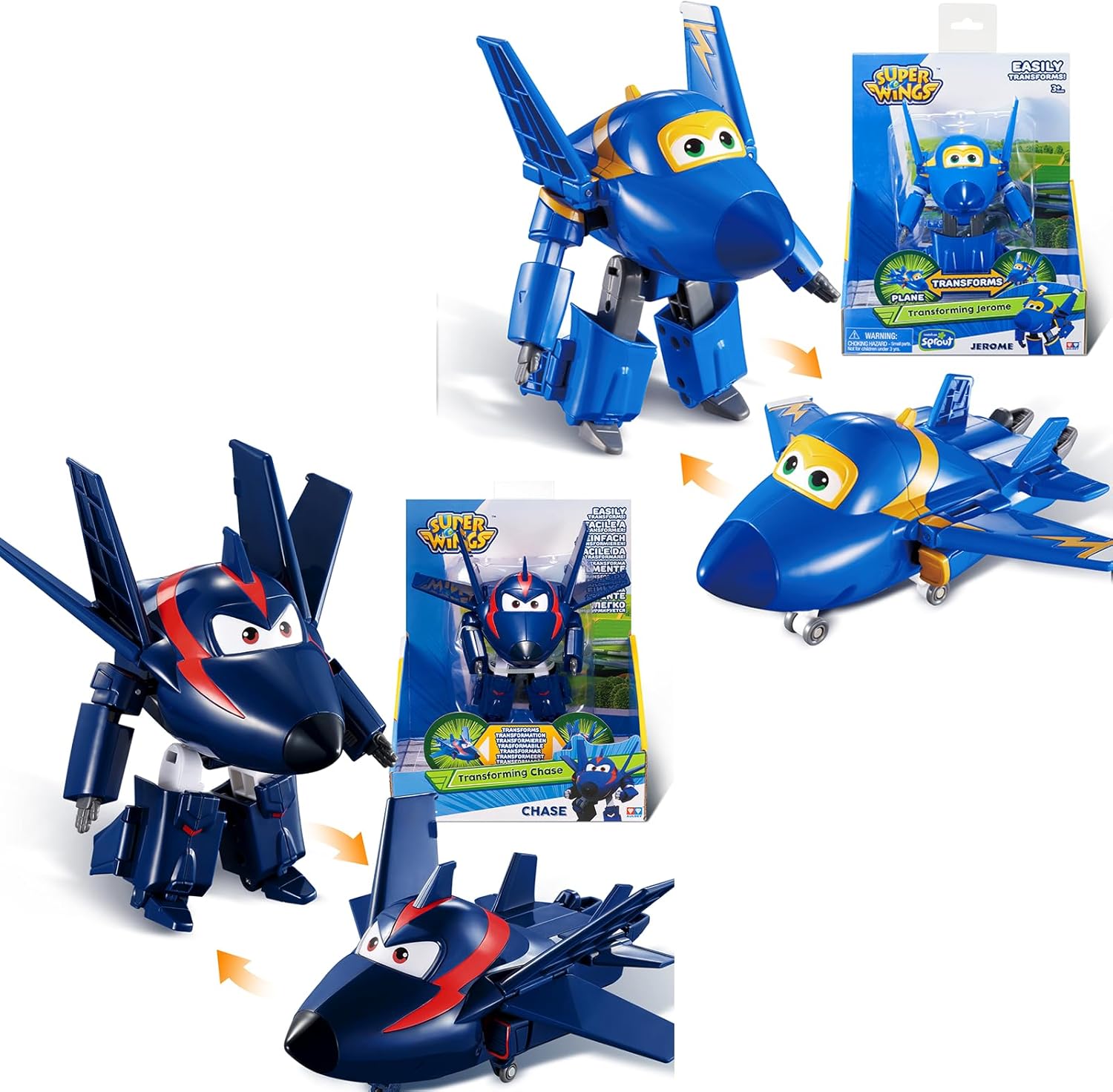 Amazon.com: Super Wings Transformable Toys 2-Pack - Jerome & Agent ...