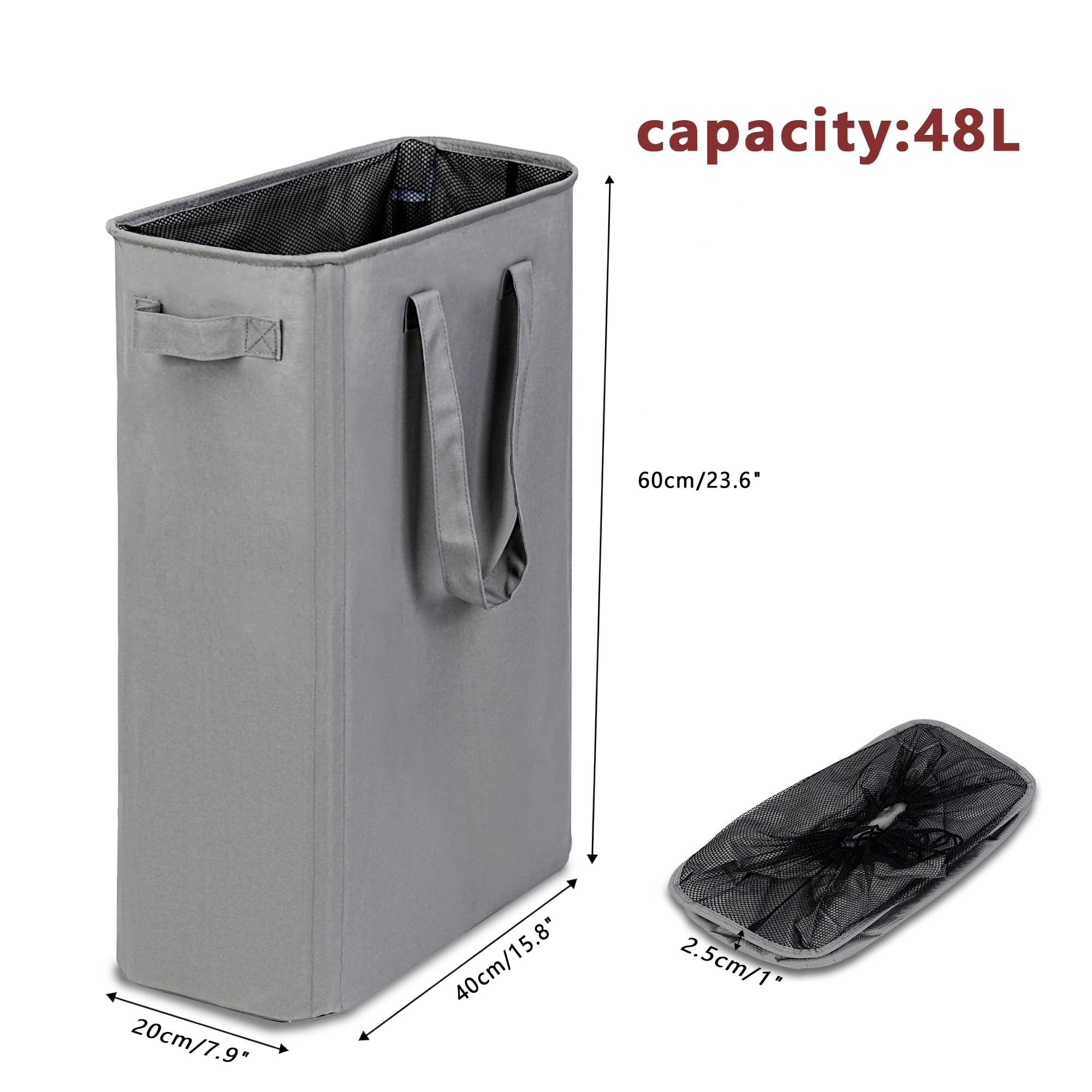efluky Laundry Basket, Dirty Clothes Basket with Handles, Foldable ...