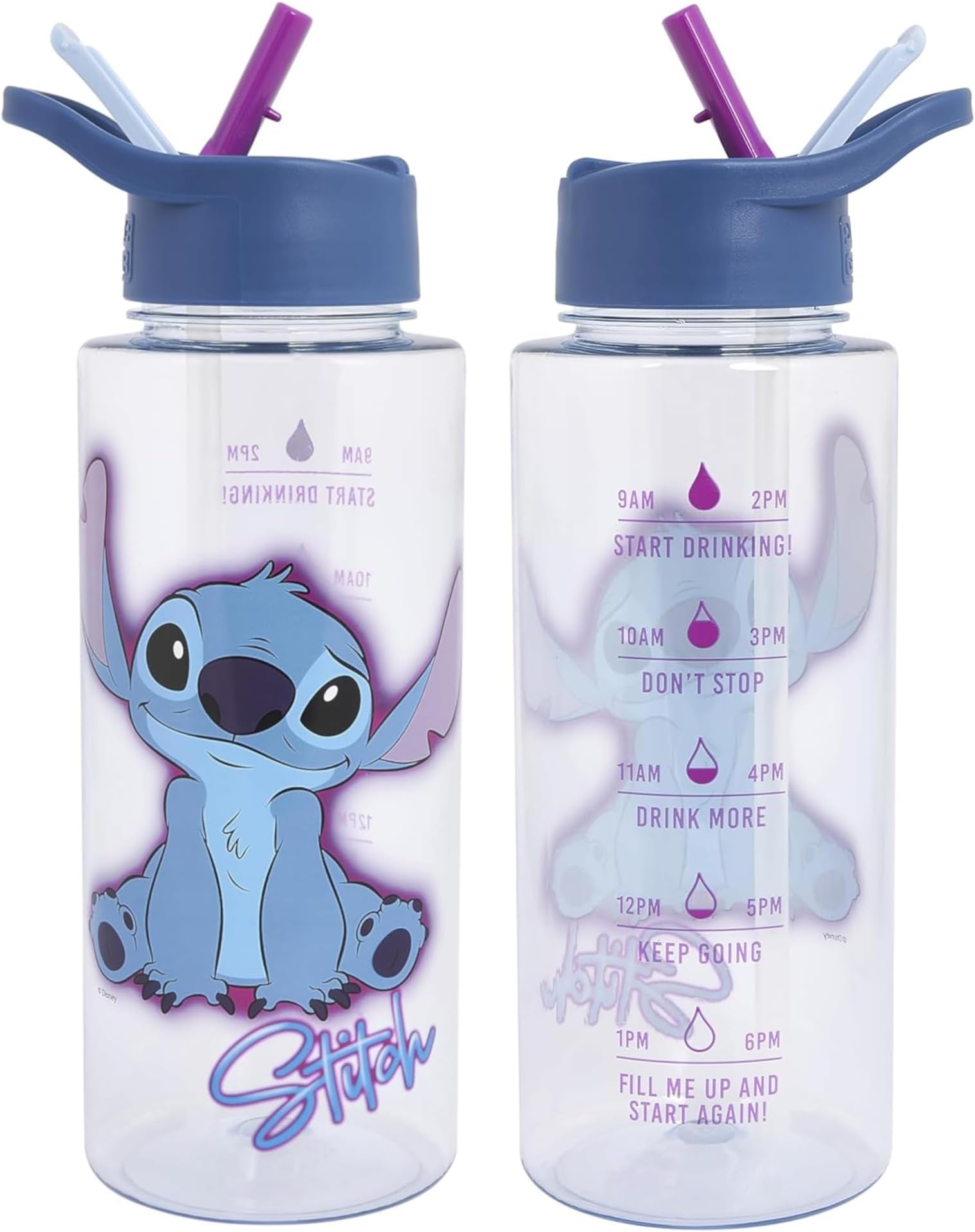 Disney Stitch and Angel 500ml Kids Water Bottles with Straw by Polar ...