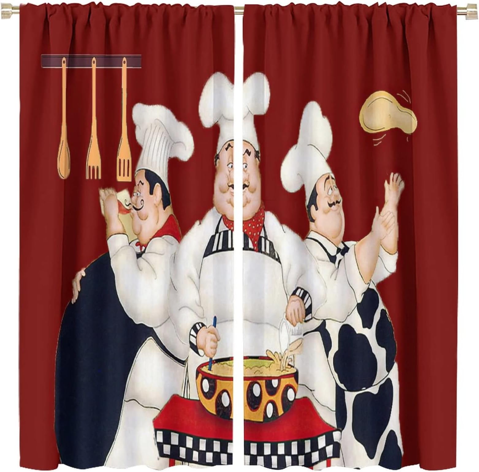 Amazon.com: MarCielo 3 Piece Printed Floral Kitchen/Cafe Curtain with ...