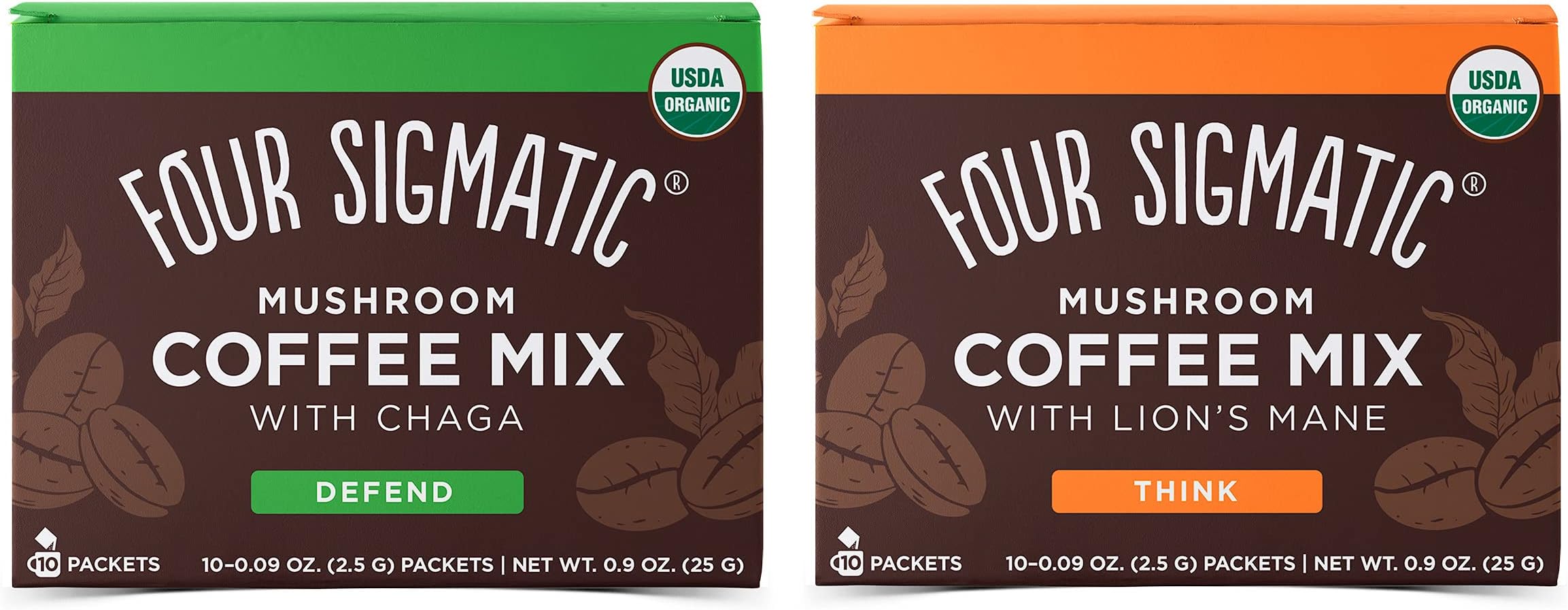 Amazon.com : Four Sigmatic Mushroom Coffee Mix Pack of 2 - Lion's Mane and Chaga & Cordyceps and ...