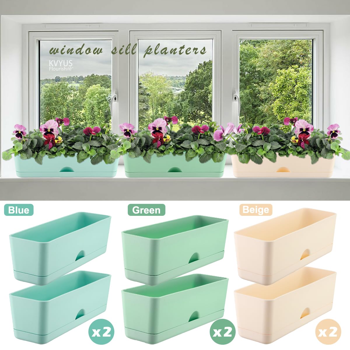 Snapklik.com : 6 Pack Rectangle Planter 16 Inch Window Boxes Planters ...