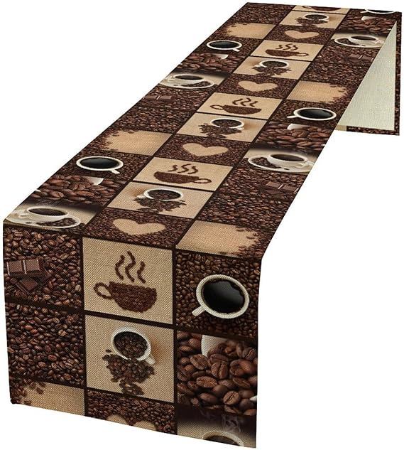 Amazon.com: Coffee Print Table Runner Non-Slip Rectangle Modern Art ...