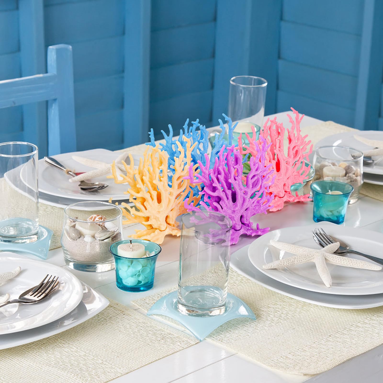 Snapklik.com : 4 Pack Artificial Aquarium Coral Decor, Plastic Faux ...