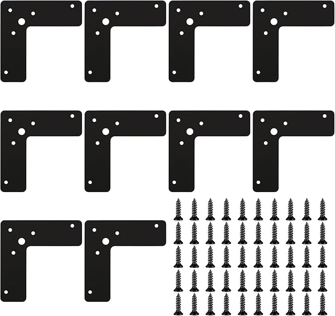 Flat Angle Connectors, 10 Pcs Flat L-Shape 90 Degree Angle Brackets ...