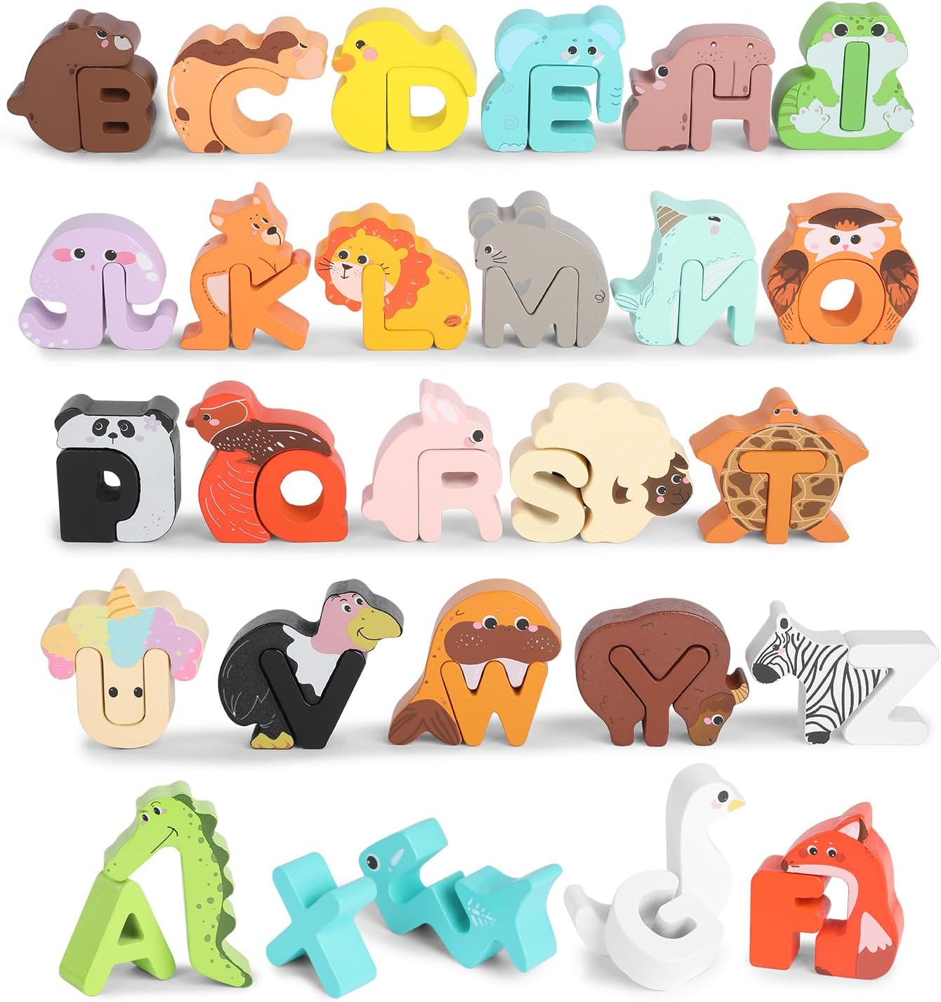 Amazon.com: Lasoba Alphabet Puzzle - Wooden Animal Alphabet Puzzle ...