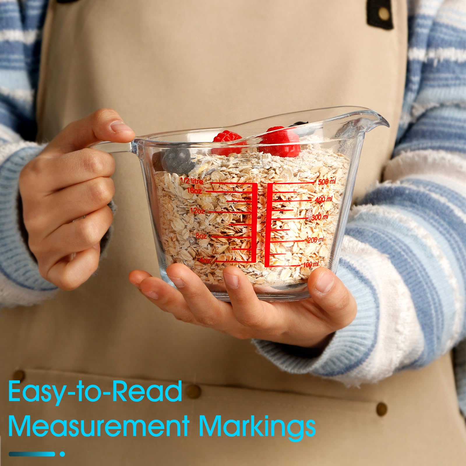 Snapklik.com : 16oz (2-Cup) Glass Measuring Cup, Heighten Spout For ...