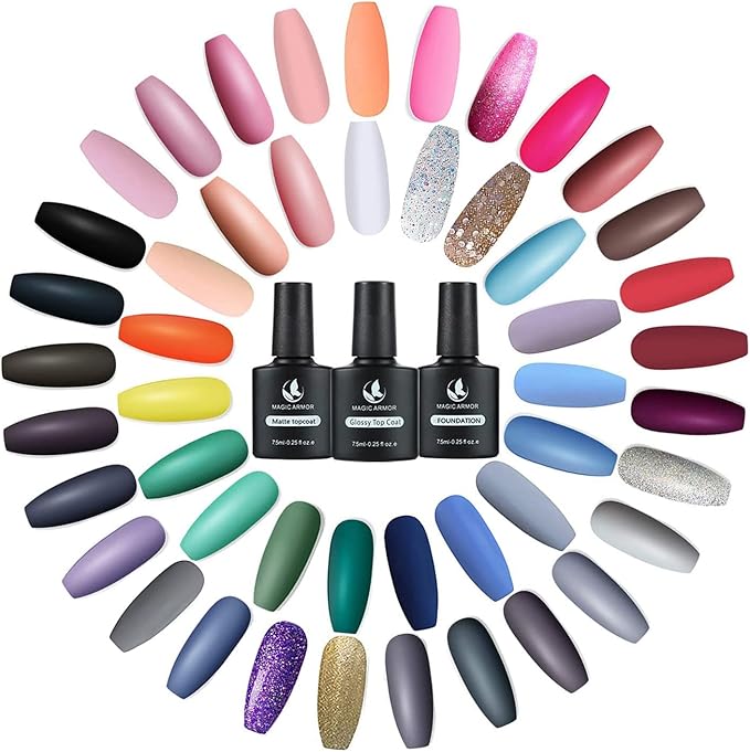 MAGIC ARMOR 51 pcs Gel Nail Polish set 6ml Classic Pop Color UV LED Gel ...