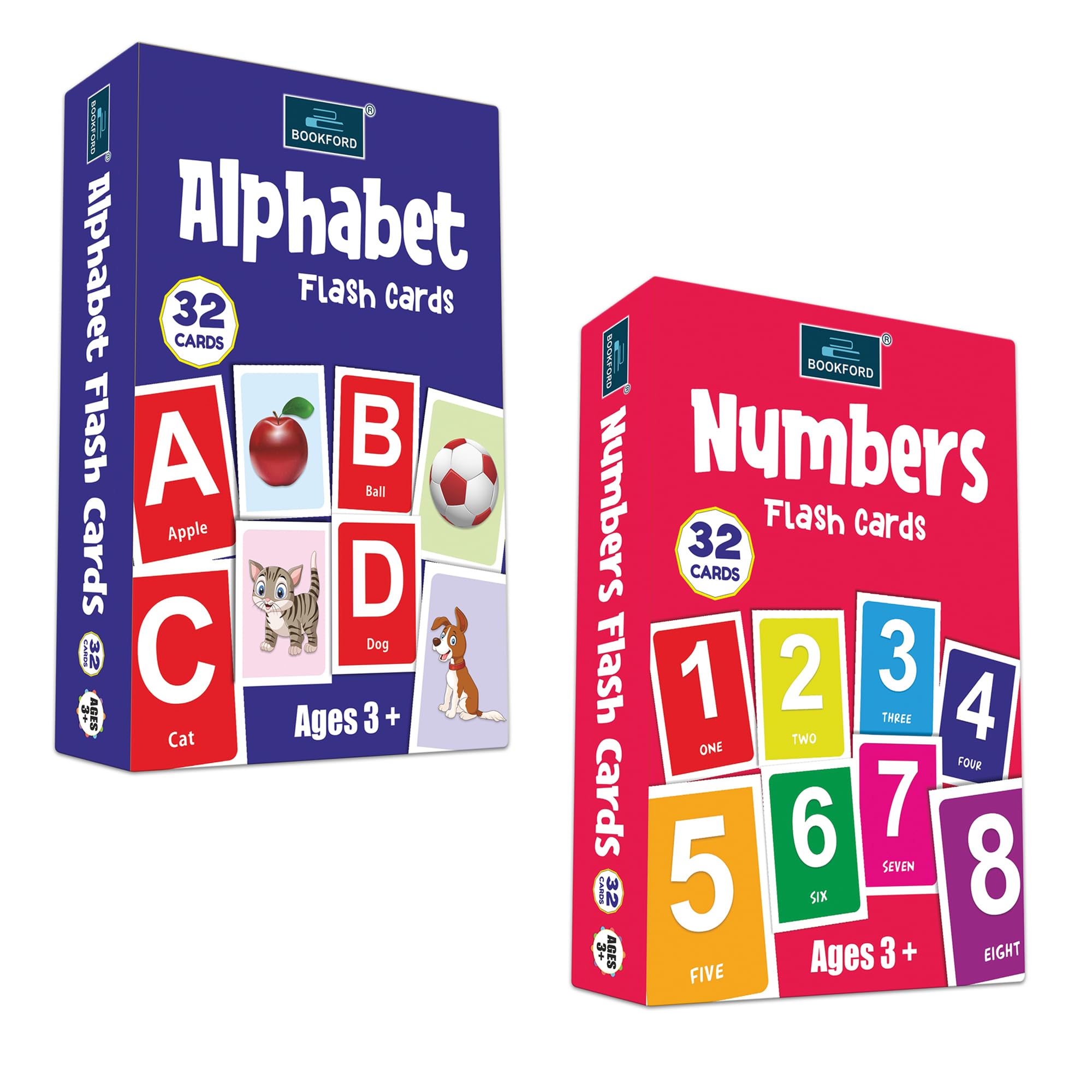 Buy Flash Cards - Set of 2 Flash Cards for Kids - Alphabet, and Numbers ...