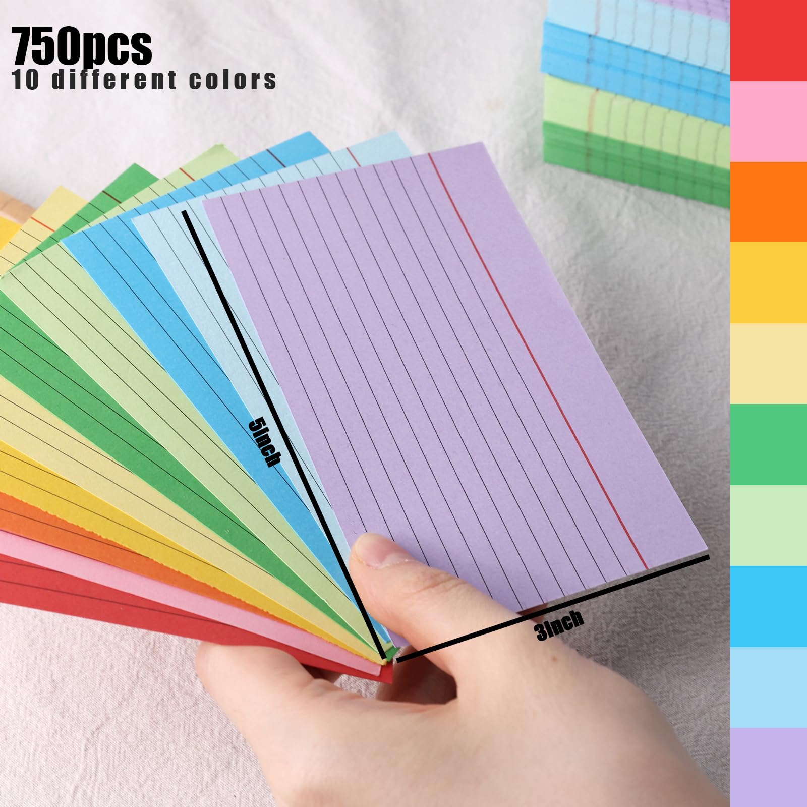 Snapklik.com : Colored Index Cards 3x5,Note Cards Ruled Flash Cards Lined Index Cards Neon Color ...