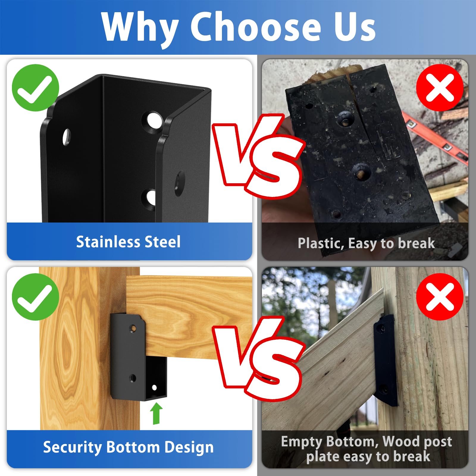 Snapklik.com : 12 Pcs 2”x 4” Stainless Steel Deck Railing Brackets ...