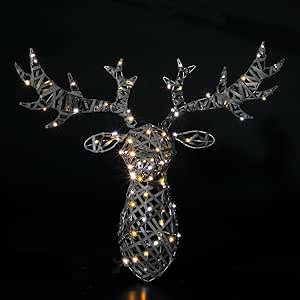 Noma Reindeer Woburn Stag Head Christmas Decoration : Grey Rattan, 100x ...