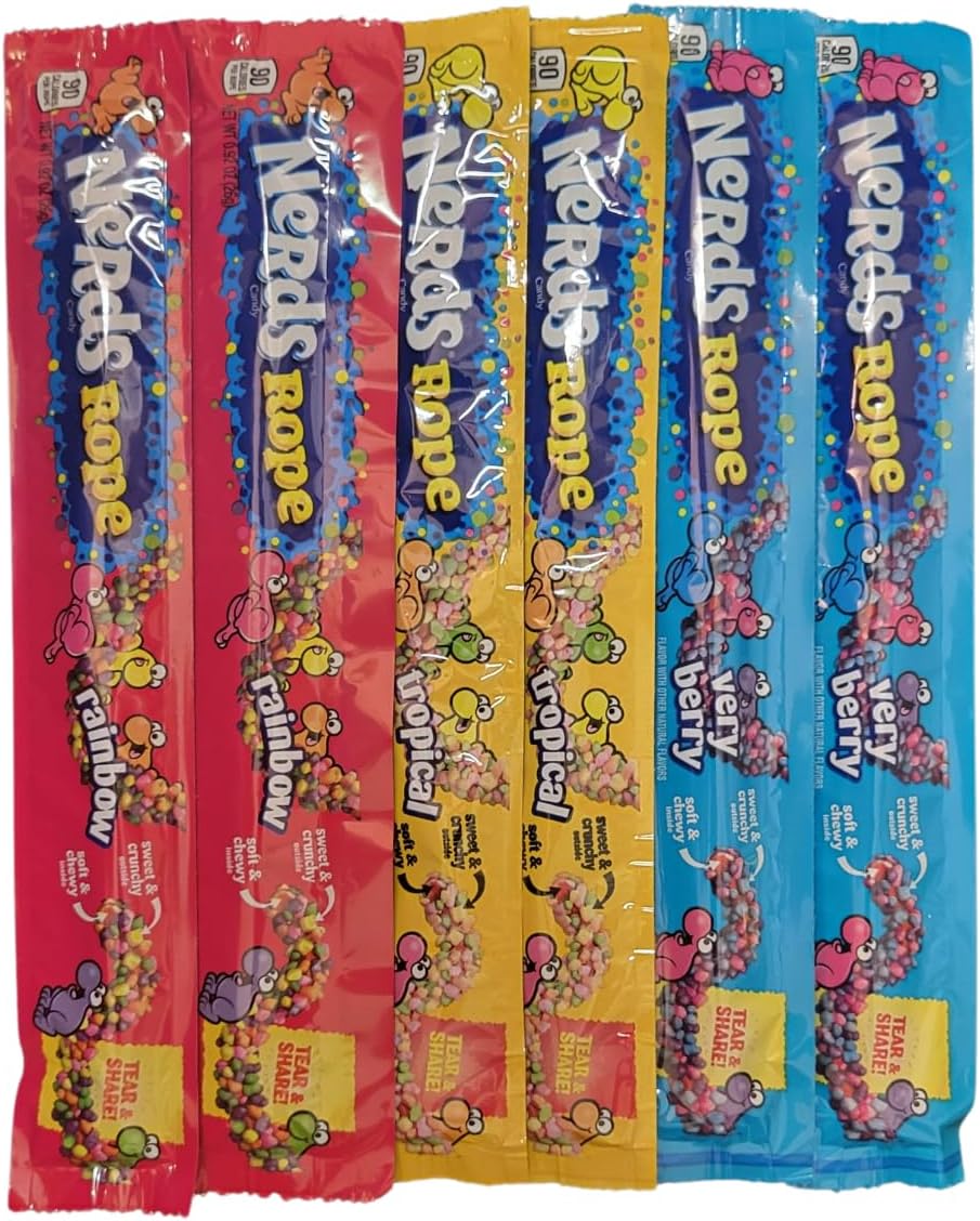Nerds Candy Rope Variety Pack - 6 Ropes, 3 Flavors - Very Berry ...
