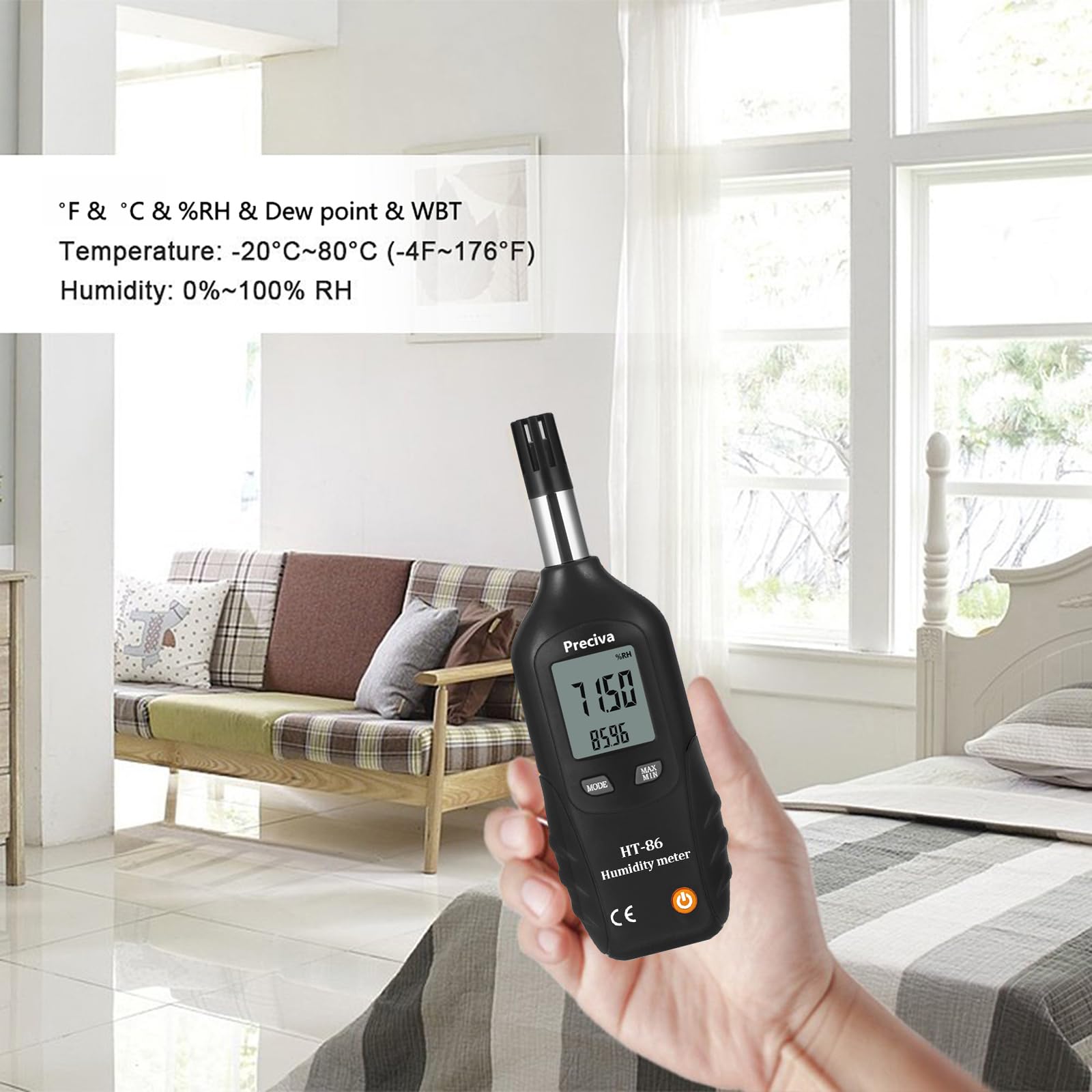Snapklik.com : Preciva Digital Psychrometer Thermo-Hygrometer, LCD Mini ...