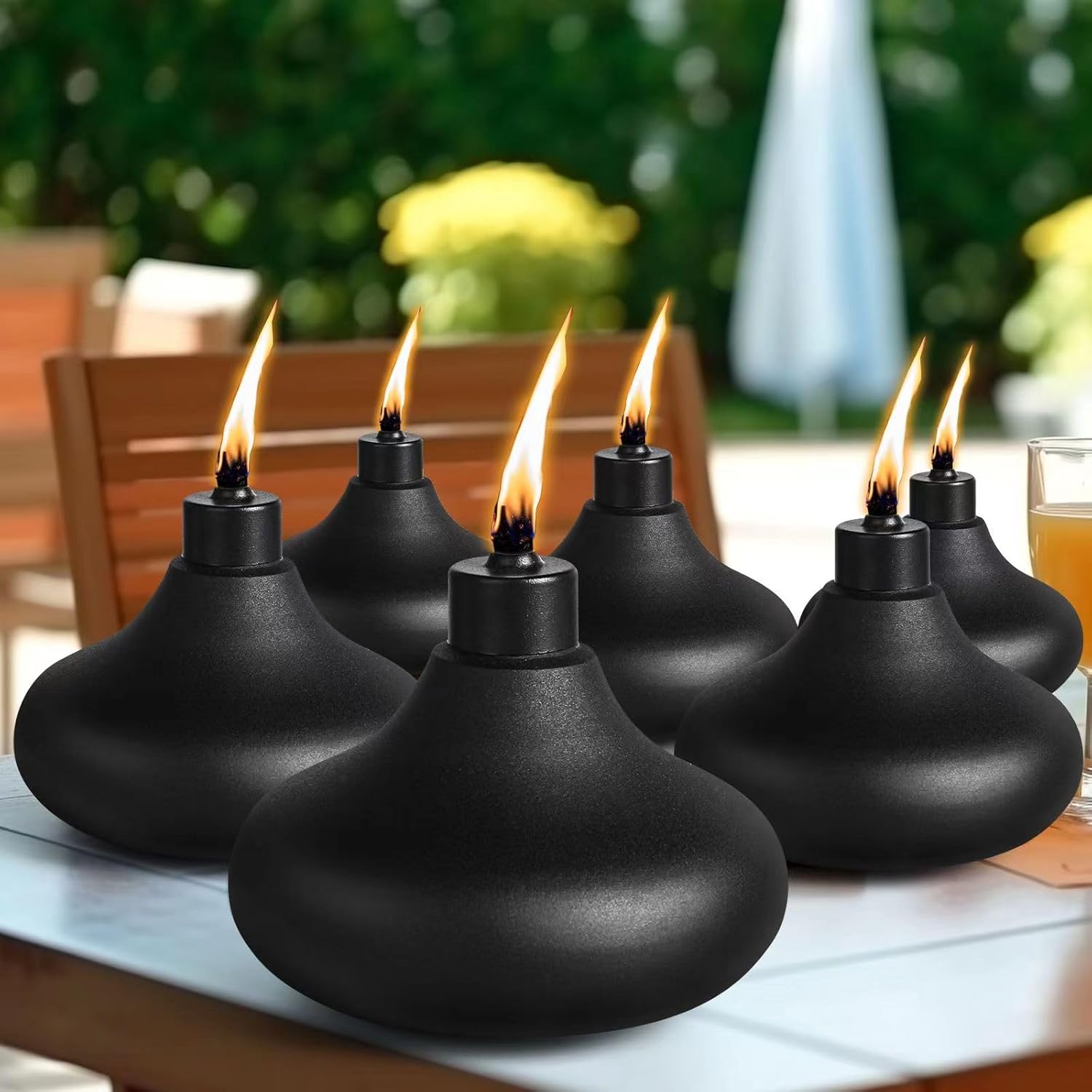 Amazon.com : FAN-Torches 6 Pack Metal Table Top Torches, 24.5oz ...