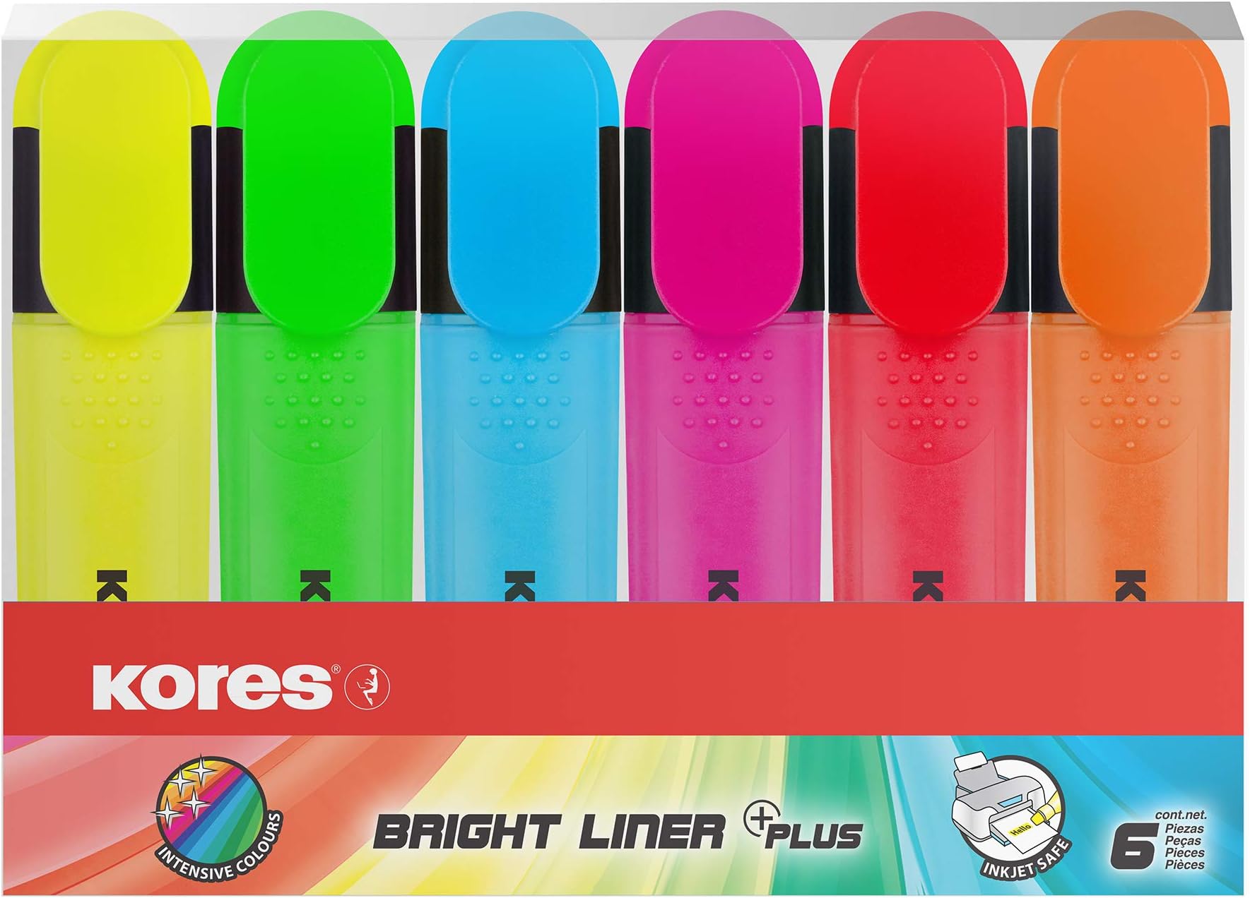 Kores - Red Highlighter Pen - Bright Liner Plus, Chisel Tip, Universal ...