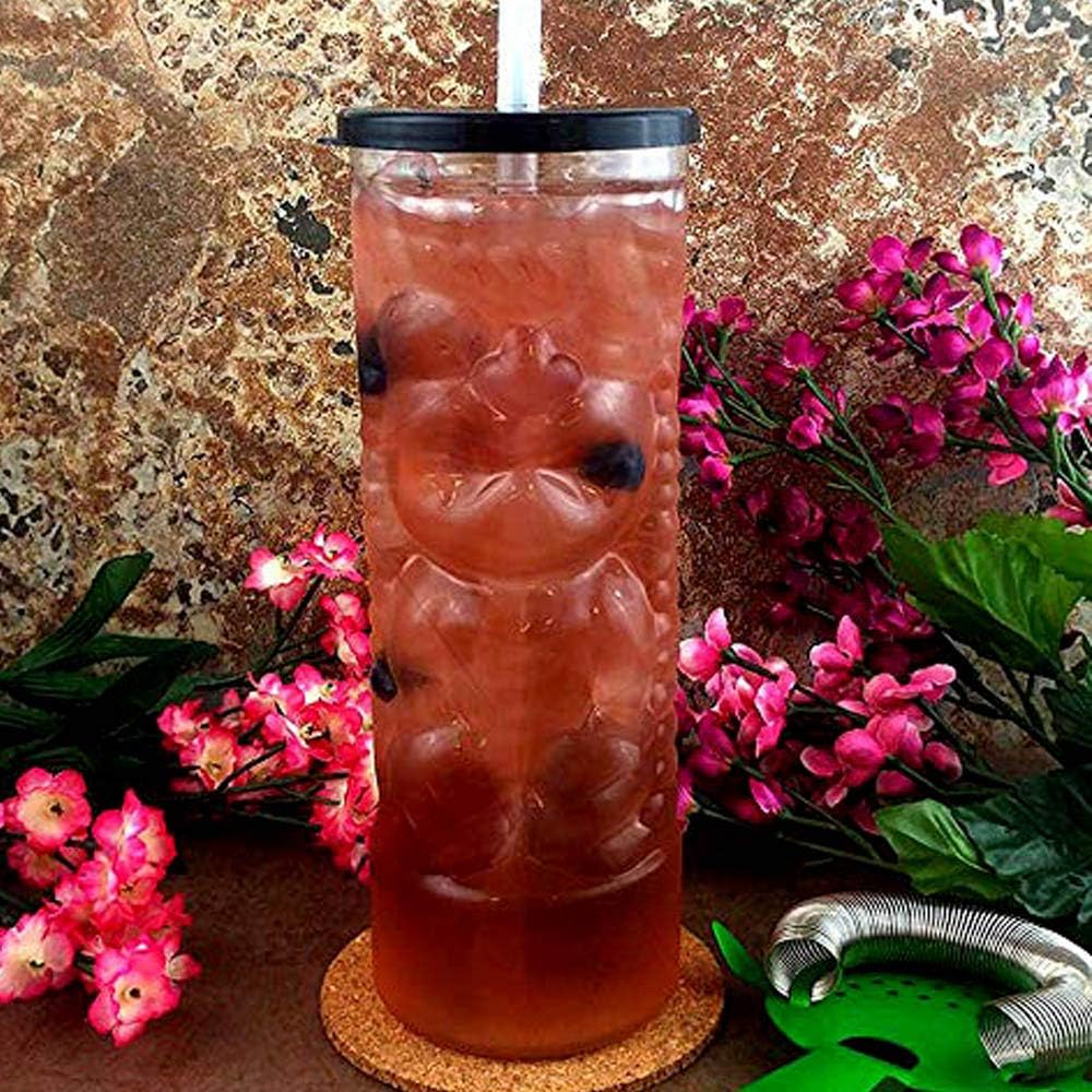 Amazon.com | BARCONIC® Plastic Tiki Cup w/Lid and Straw - 24 ounce ...