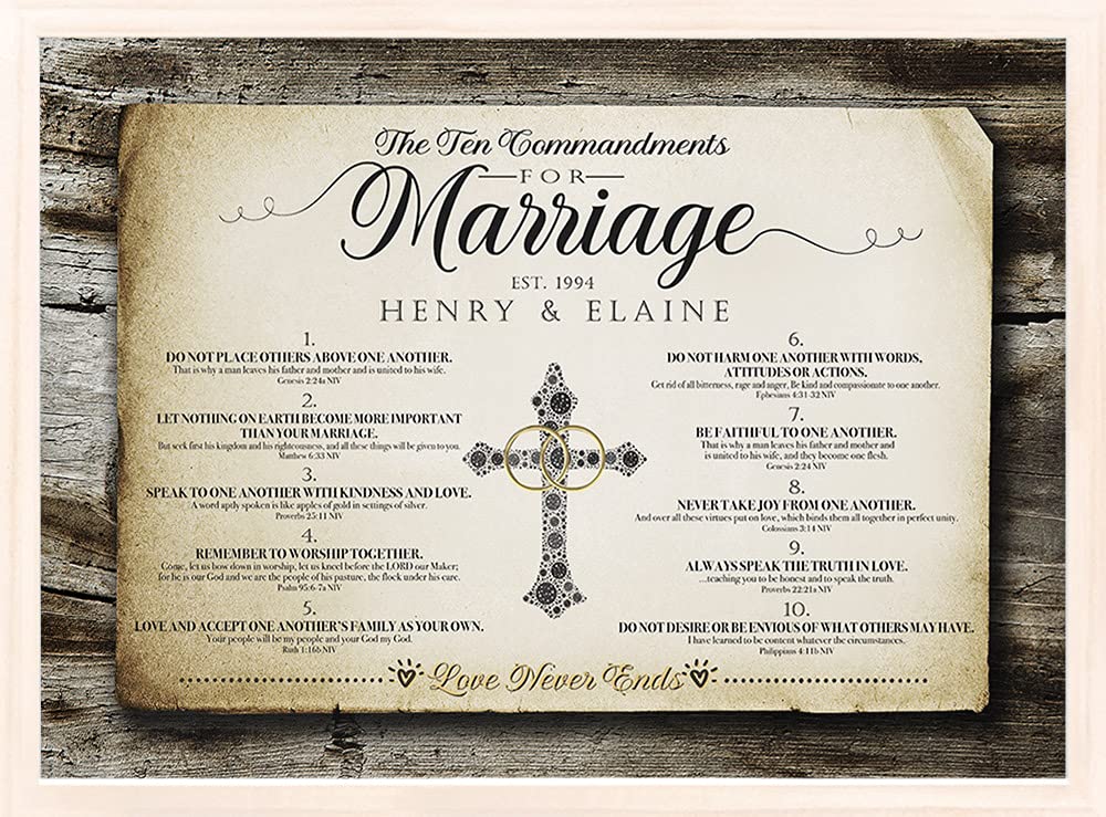 Amazon.com: 10 Commandments for Marriage | Personalized Framed Print ...