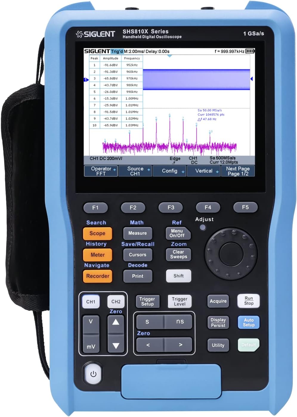 Siglent Technologies SHS810X Handheld Oscilloscope,100 MHz,2CH,1GSa/s ...