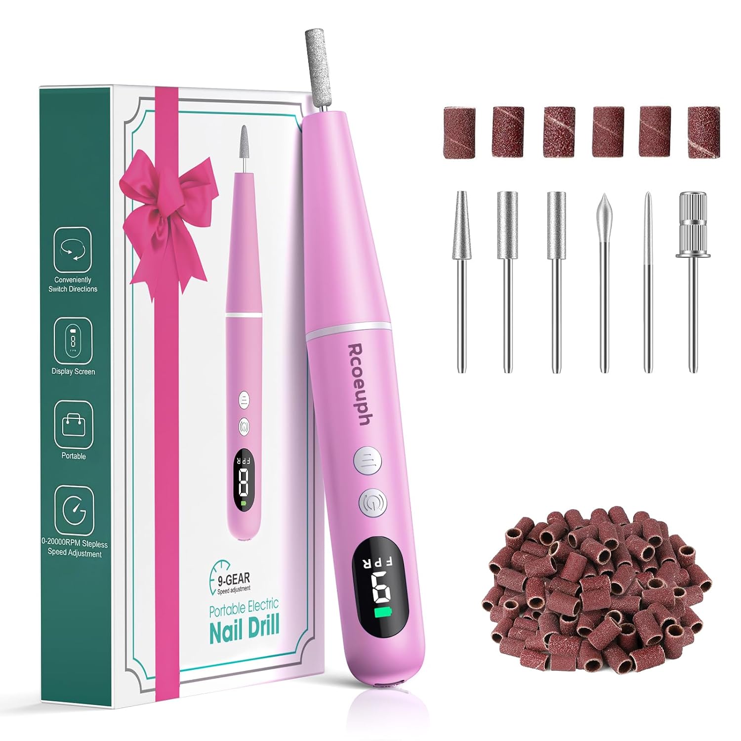 Amazon.com: Cordless Nail Drill Kit - 9 Speed Wireless Electric Nail File with LED Display ...