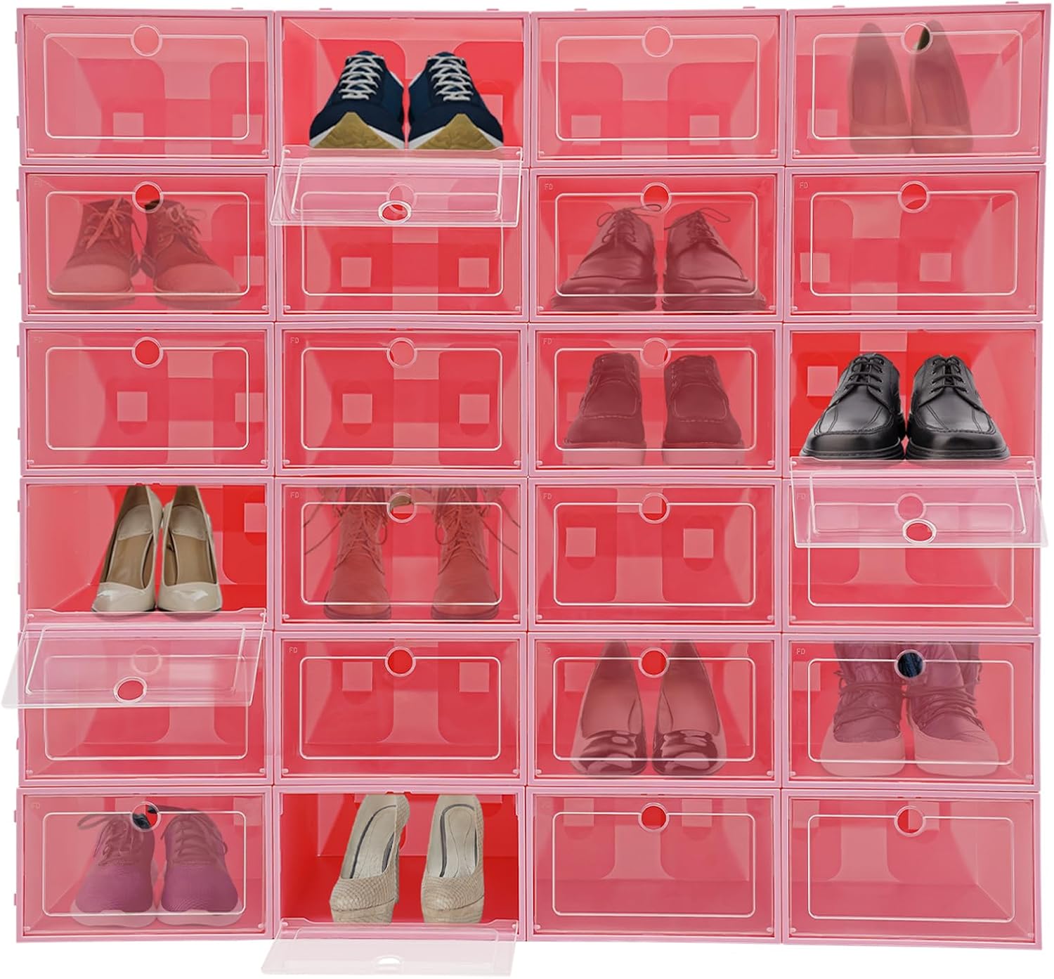 Amazon.com: KeruRome 24 Pack Clear Shoe Boxes Stackable, Shoe Storage ...