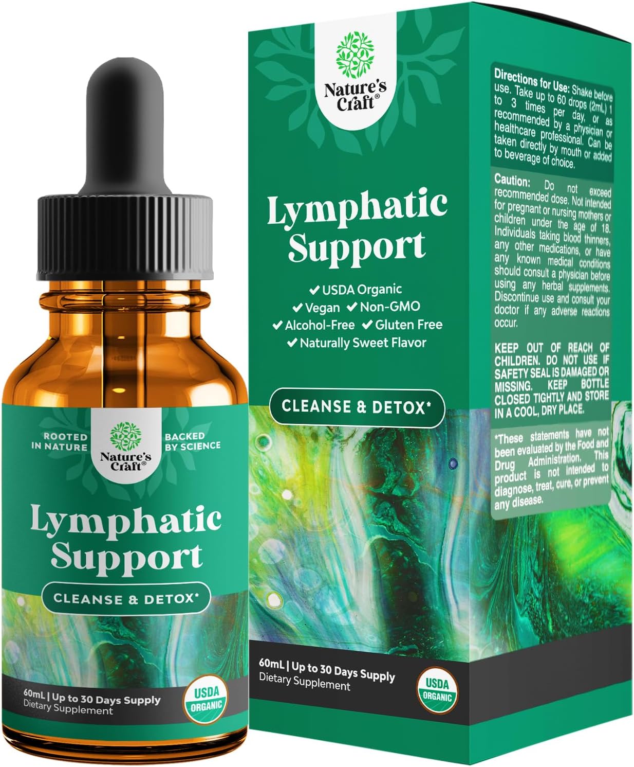 Amazon.com: Certified Organic Lymphatic Drainage Drops - Herbal ...