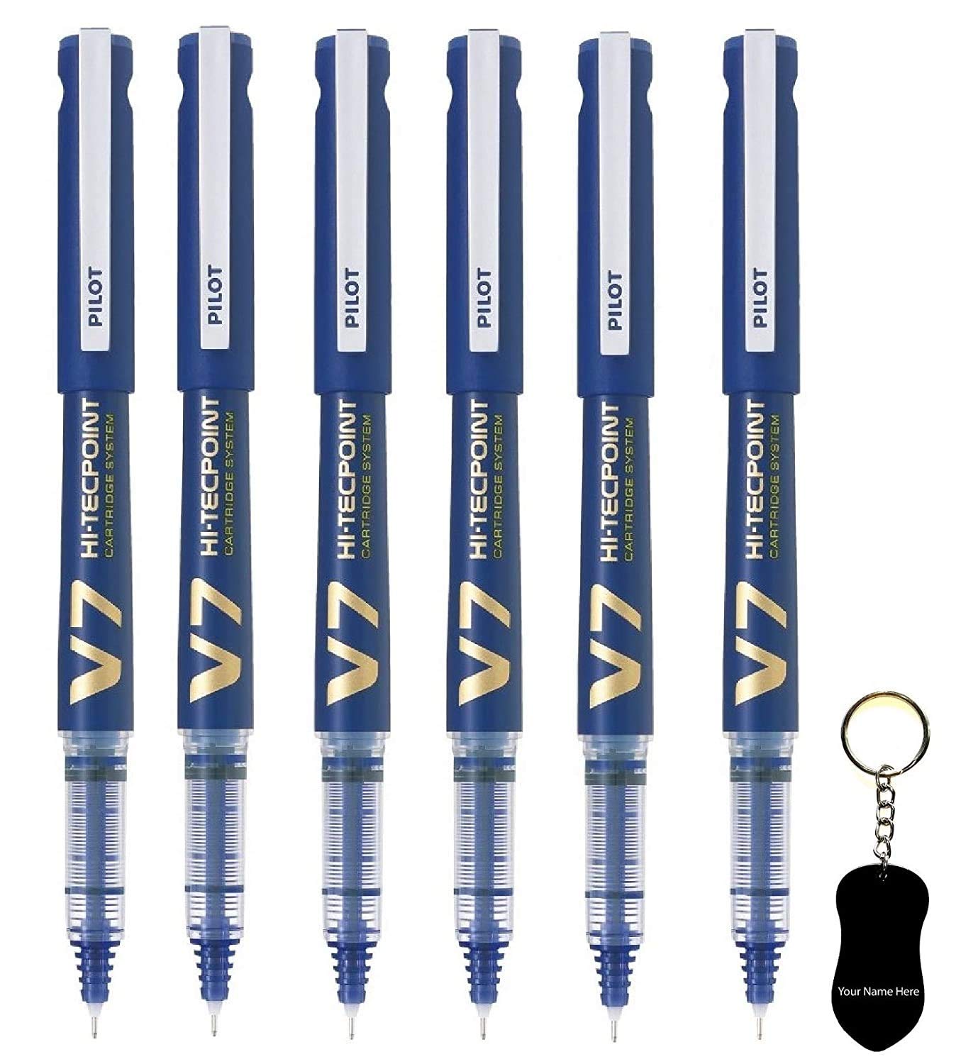 Pilot Hi-TechPoint V7 Cartridge Pen 842, Blue ink pen combo of 06 pcs ...