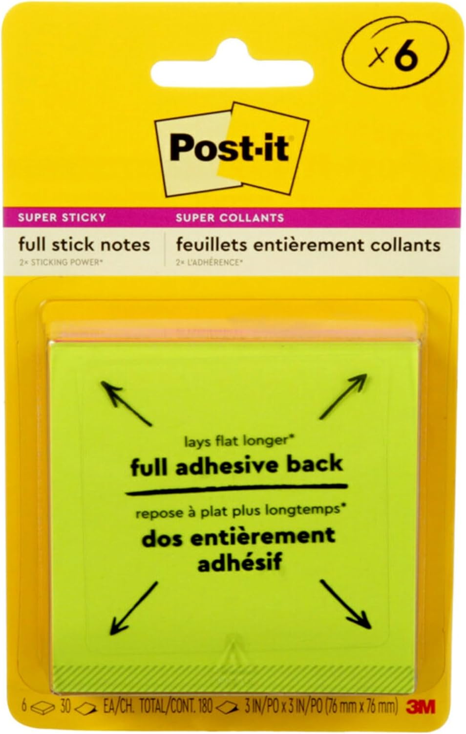 Post-it Notes Refill Sticky Note Pad, Assorted Brights, 3" x 3" (F330 ...