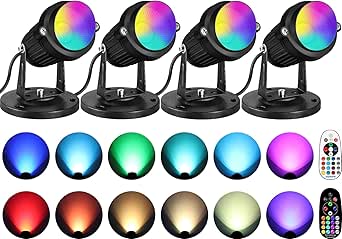 SUNVIE 6W RGBW Up Lights Indoor LED Spot Lights Indoor Color Changing ...