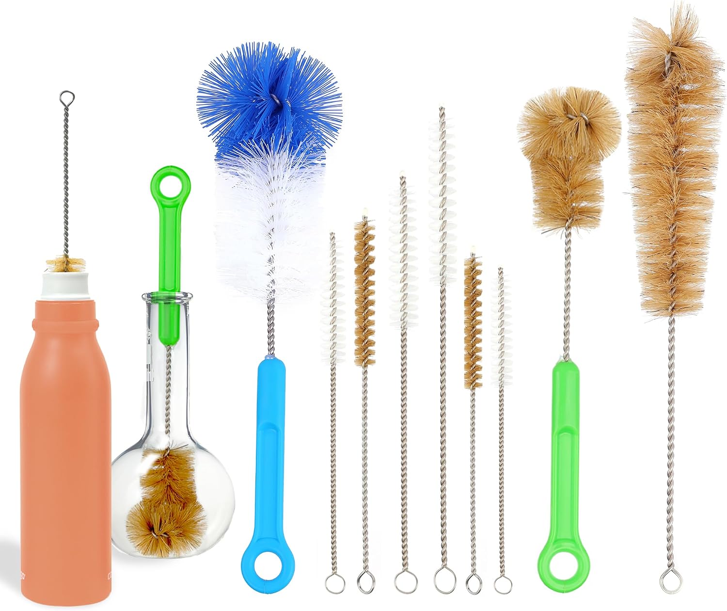 Amazon.com: Houseables Bottle Brushes, Water Bottle Cleaner Brush Set ...
