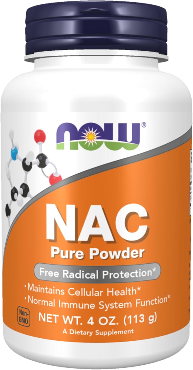 Amazon.com: NOW Supplements, NAC (N-Acetyl Cysteine) 600 mg Pure Powder, Free Radical Protection ...