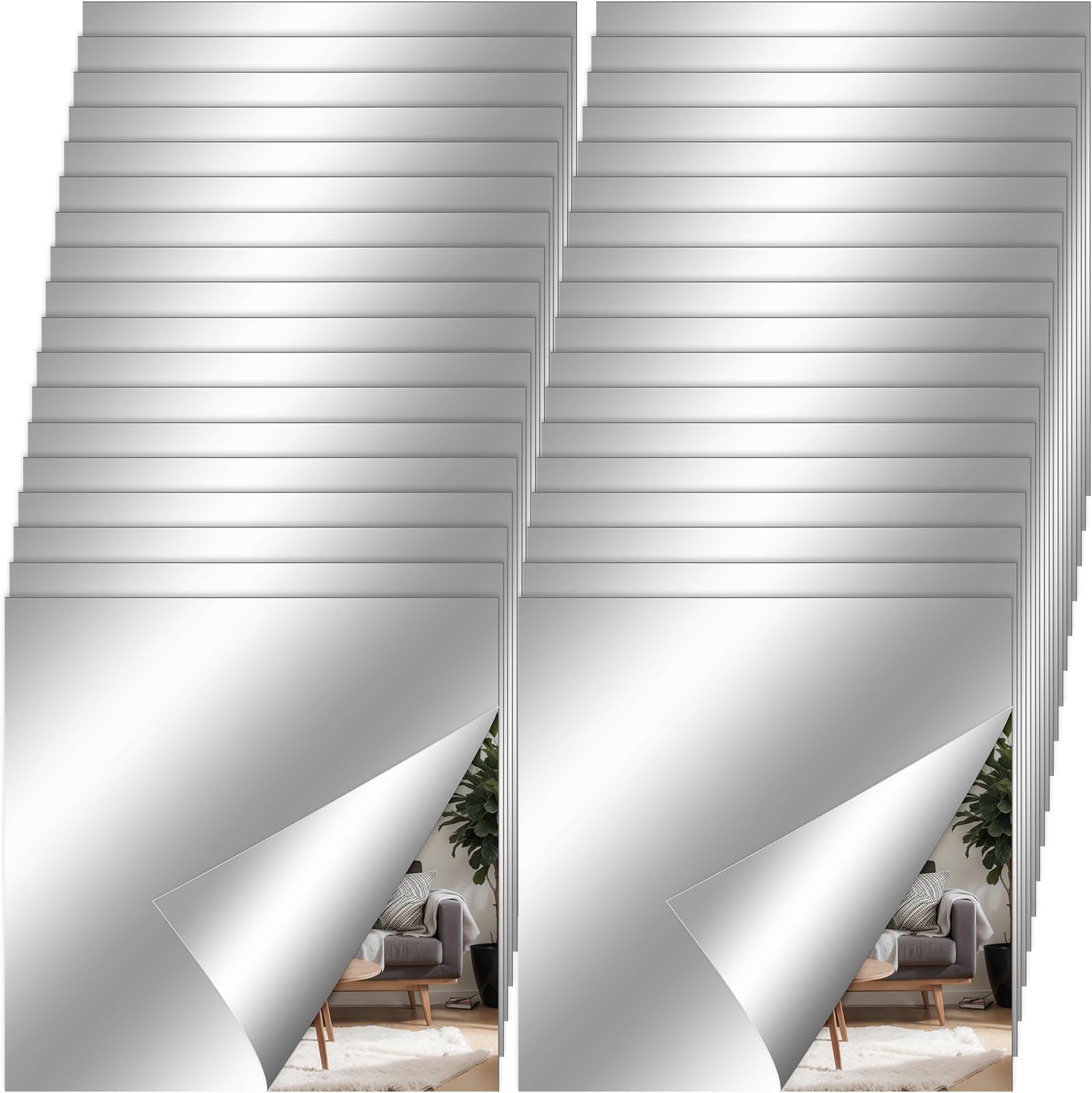 Amazon.com: BBTO 20 Pieces Mirror Sheets Self Adhesive Non Glass Cut to ...