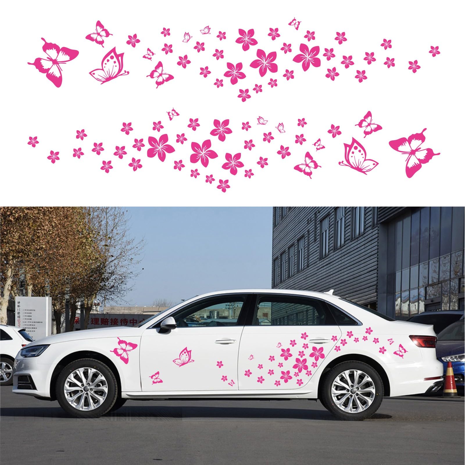 Amazon.com - BLAJR Butterfly with Flower Graphic Car Decal Car Body ...