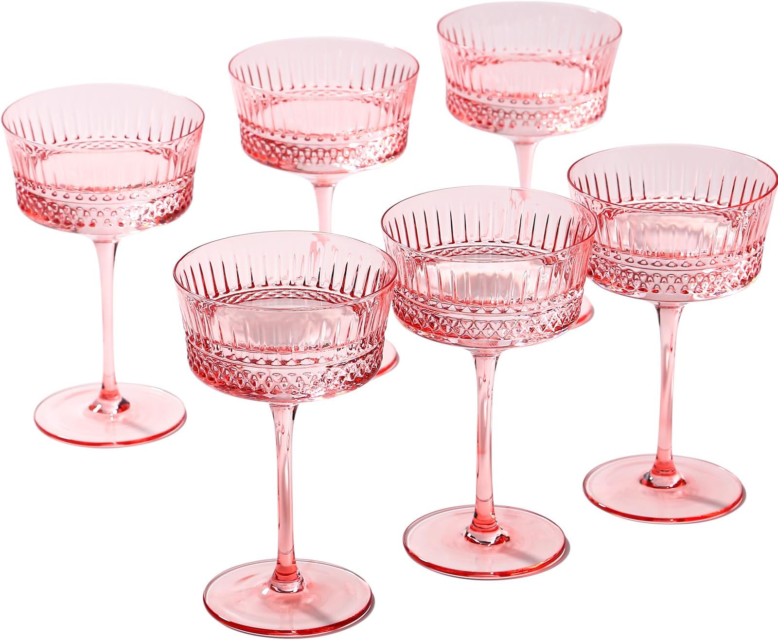 Amazon.com | GLASSIQUE CADEAU Vintage Art Deco Blush Pink Coupe Glasses ...