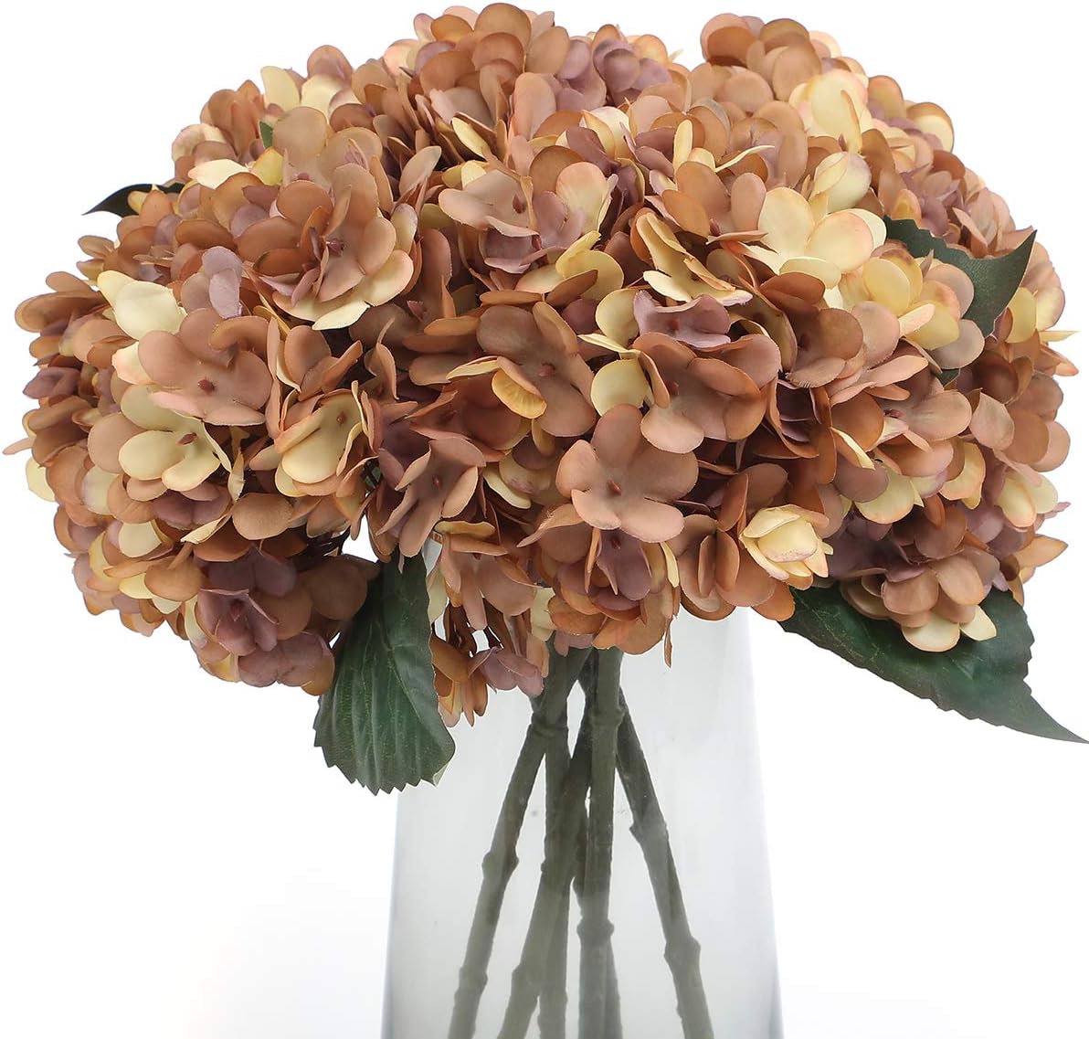 Amazon.com: Arborus 3PCS Fake Flowers Cone Hydrangea Orange Artificial ...