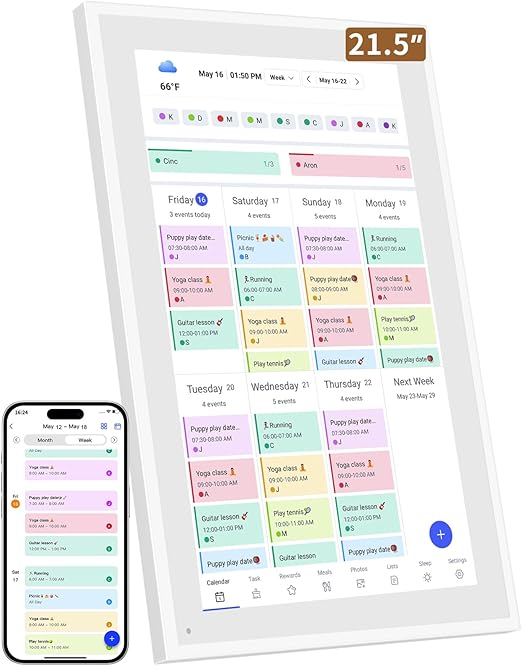 Amazon.com: Smart Digital Calendar: 21.5-Inch Electronic Wall Calendars ...