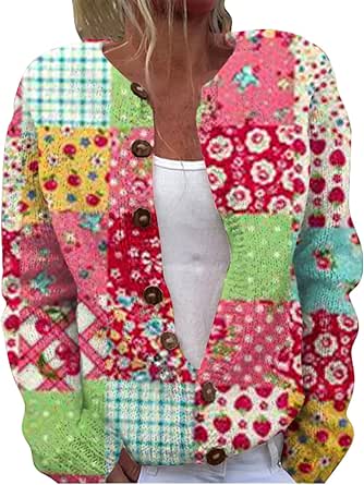 HUMMHUANJ Valentines Day Cardigans Sweater Women Cute Heart Printed Cardigans Sweater Open Front ...