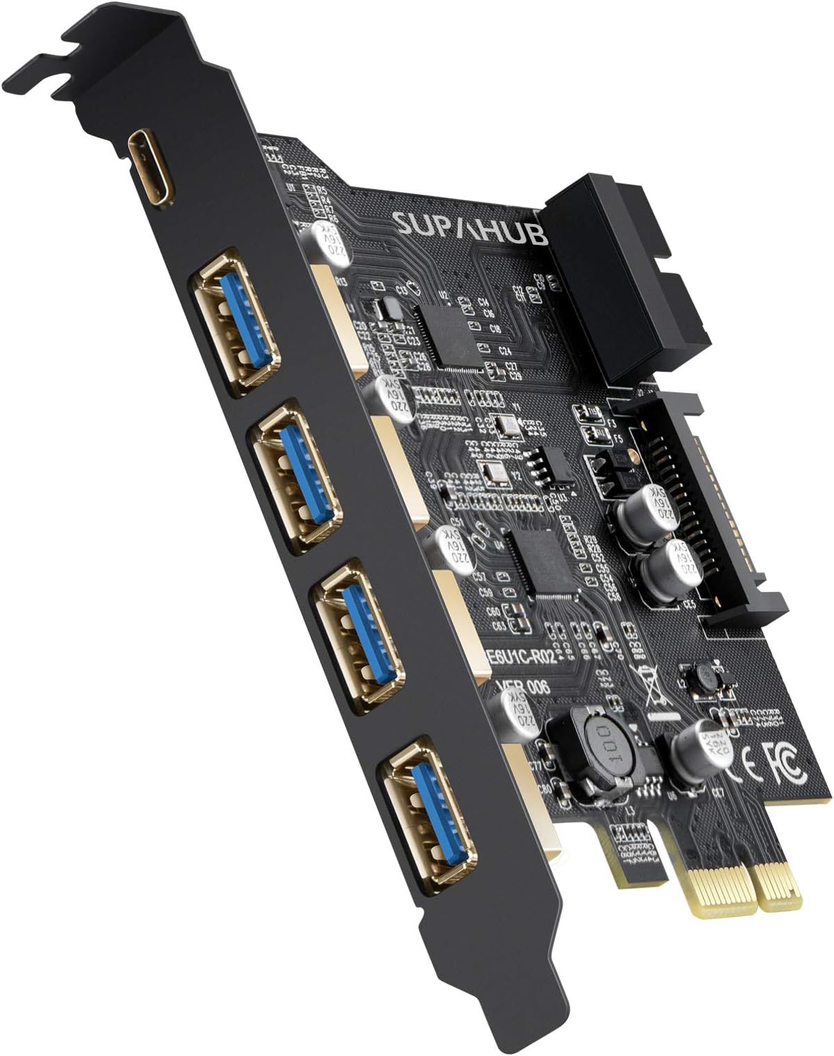SupaHub PCI-E to USB 3.0 Card 4 Type A and 1 Type C USB 3.0 5-Port, USB ...