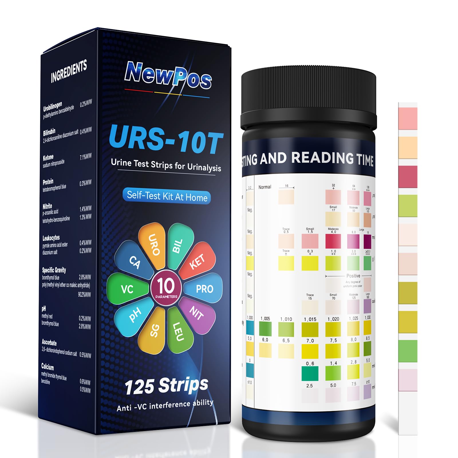 Amazon.com: NewPos Urine Test Strips for Urinalysis: 10-in-1 125 CT ...