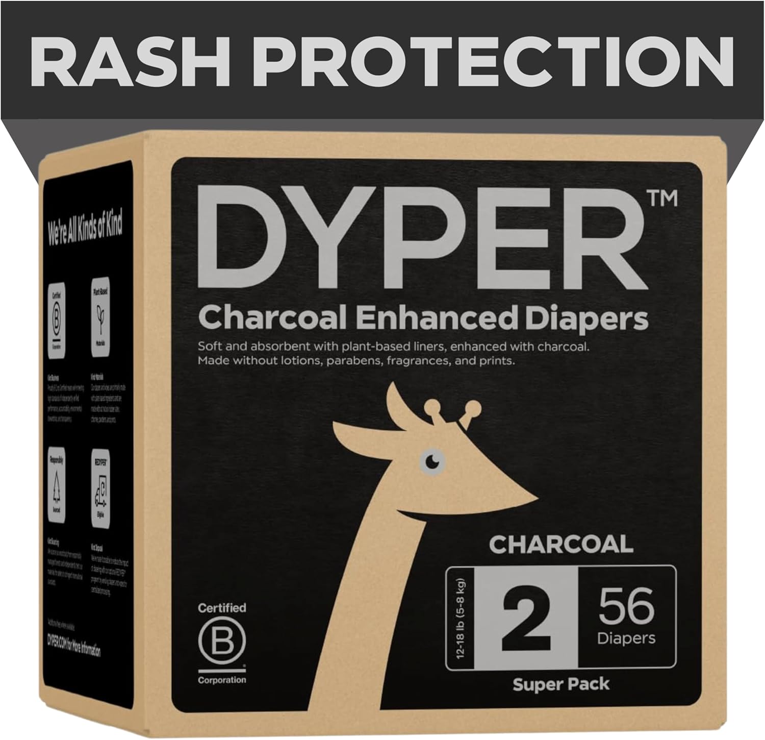 Amazon.com: DYPER - Charcoal Enhanced Day & Overnight Disposable Baby ...