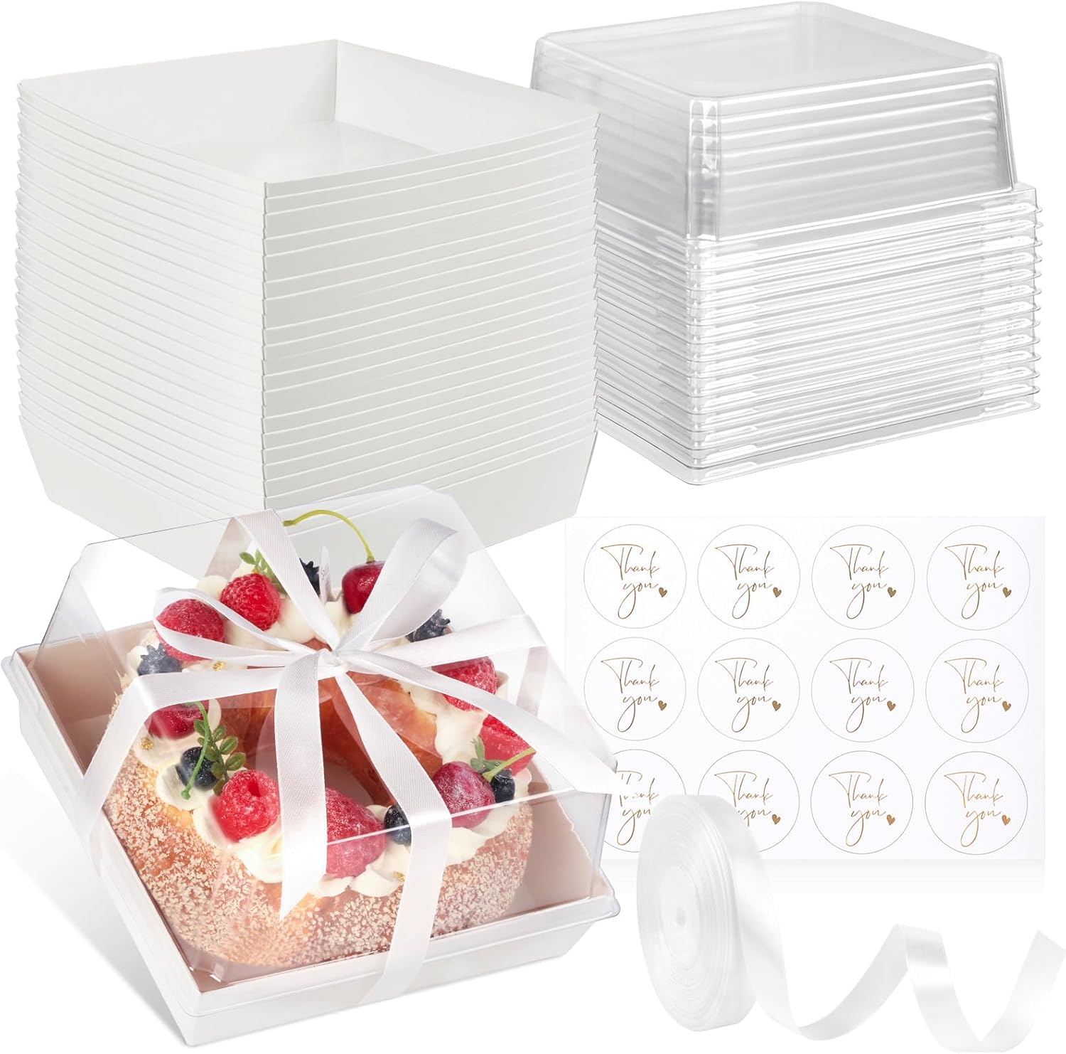 Amazon.com: Ocmoiy 7x7x4 Inches Clear Cake Boxes for 6 Inch Cake, 20 ...