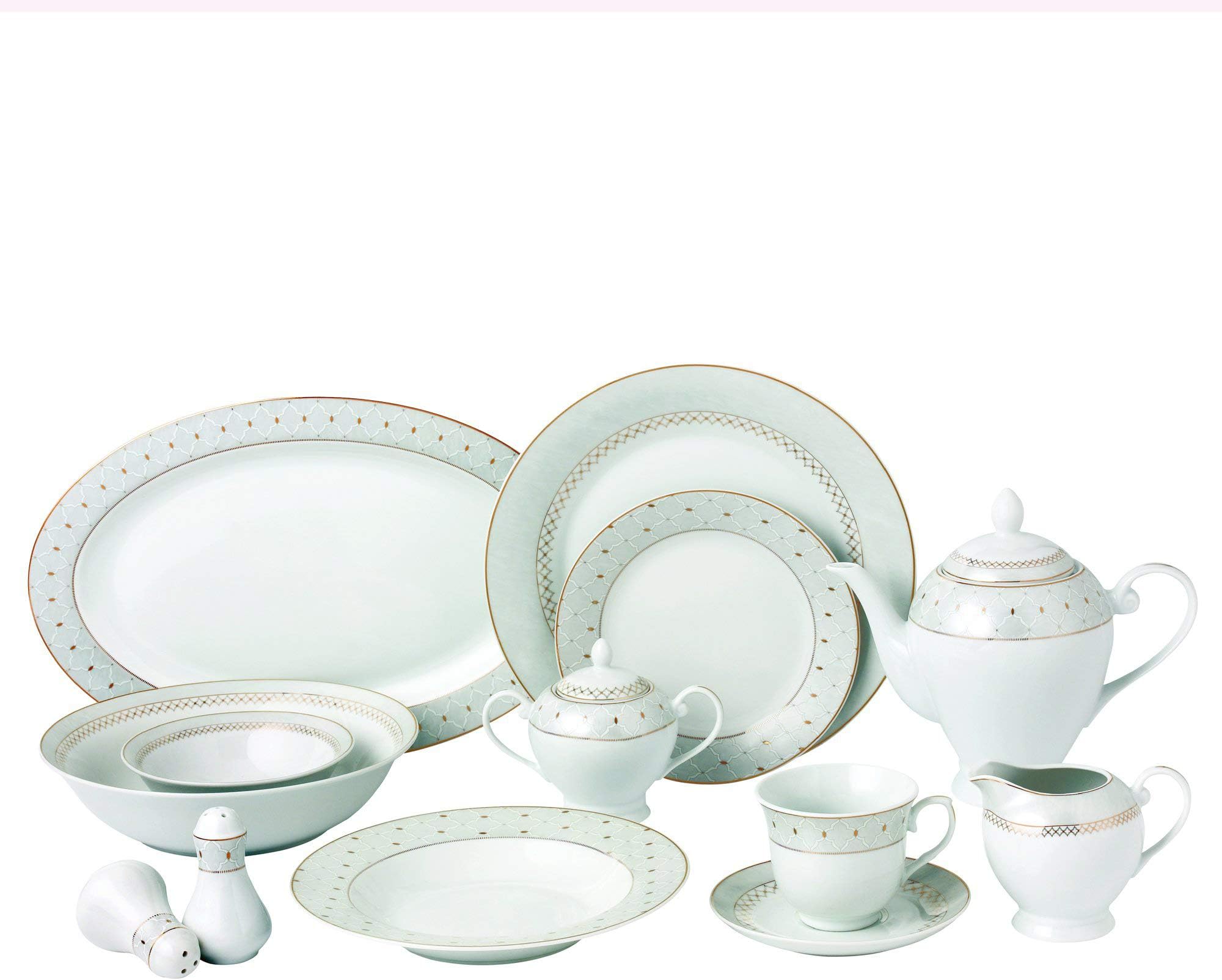 Amazon.com | Lorren Home Trends 57-Piece Porcelain Dinnerware Set ...