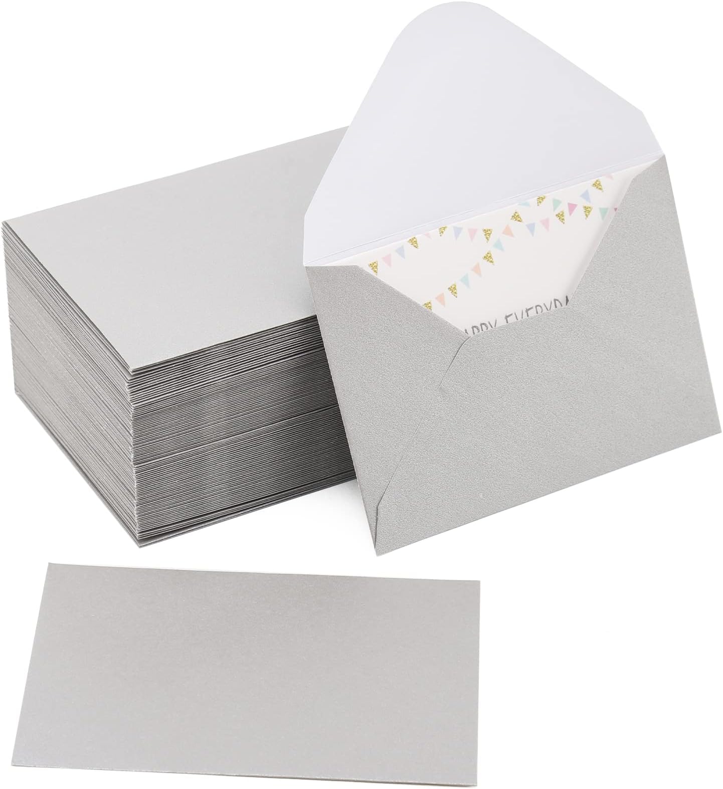 100 Pack 4 x 2.75" Mini Envelopes Metallic Silver 120GSM Gift Card ...