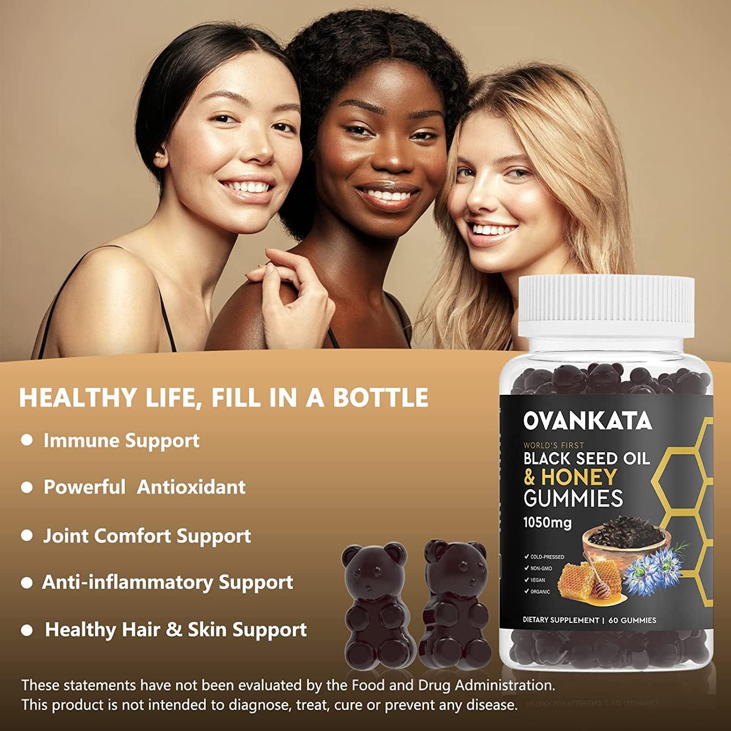 Ovankata Aceite de semilla negra y gomitas de miel, 2% más de ...