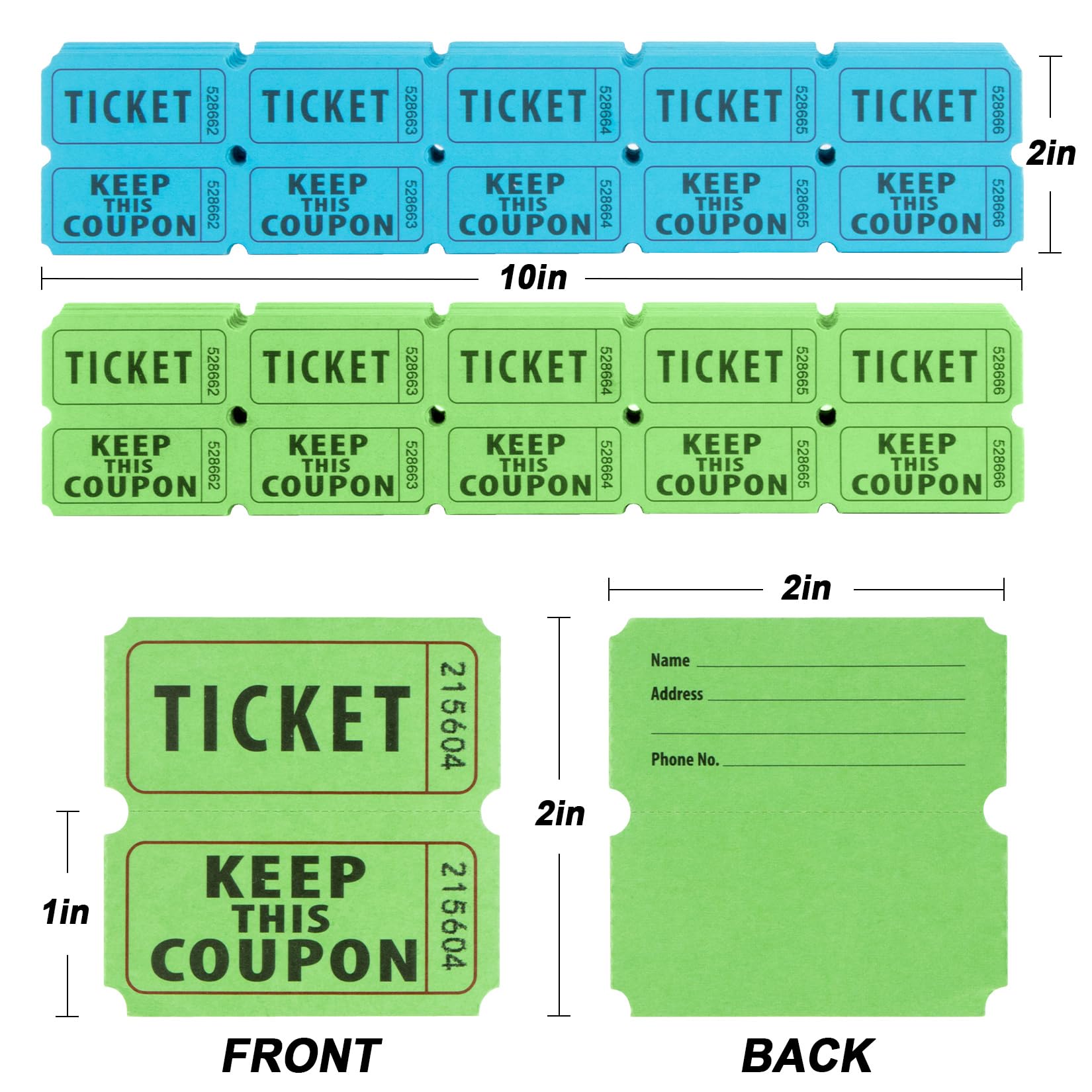 Snapklik.com : MAQIHAN 400 PCS Double Roll Raffle Tickets - 50/50 ...