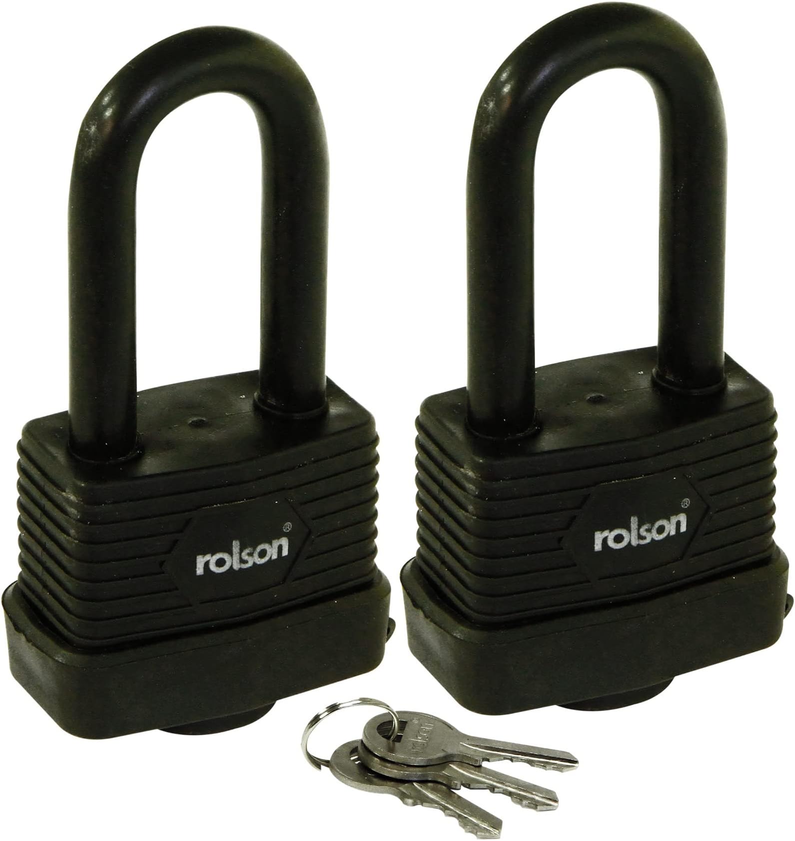 Rolson 66506 2 pc 50 mm Keyed-Alike Long Shackle Padlock : Amazon.co.uk ...