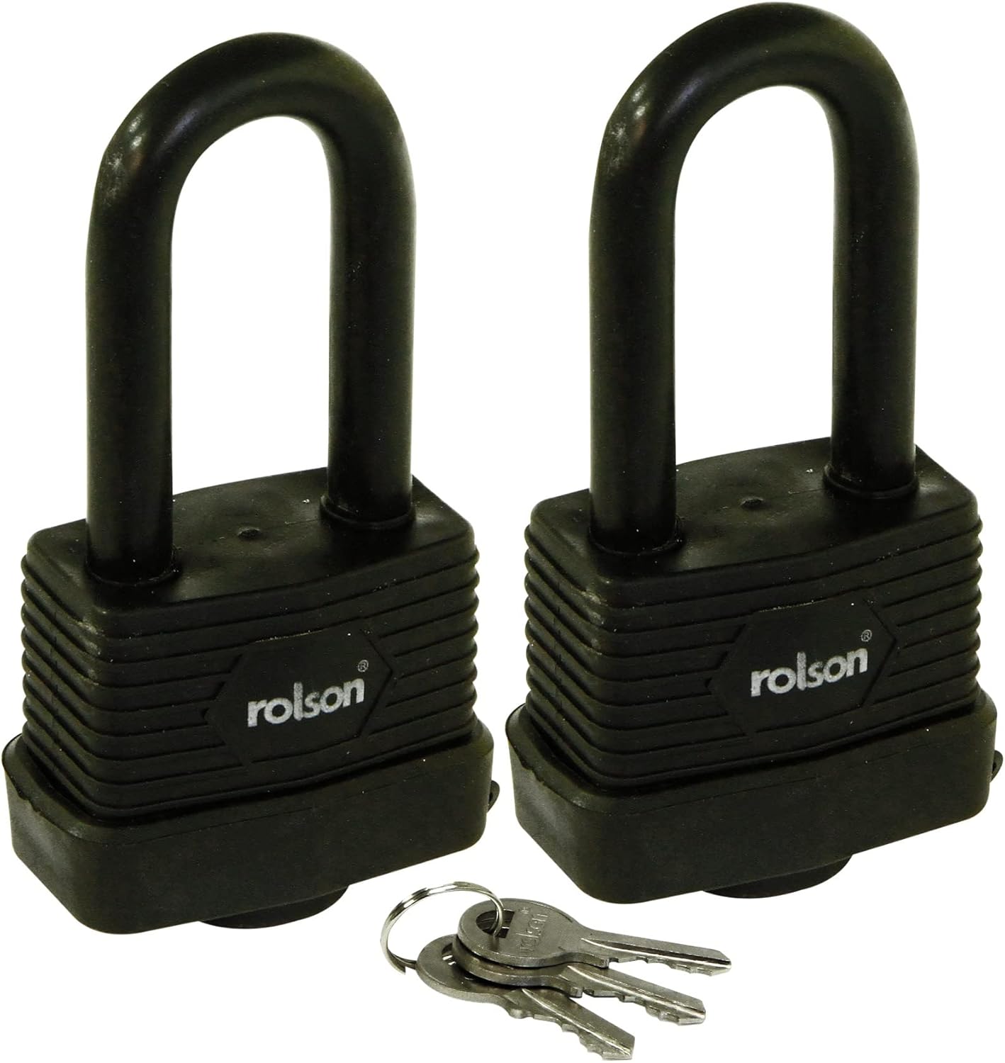 Rolson 66506 2 pc 50 mm Keyed-Alike Long Shackle Padlock : Amazon.co.uk ...