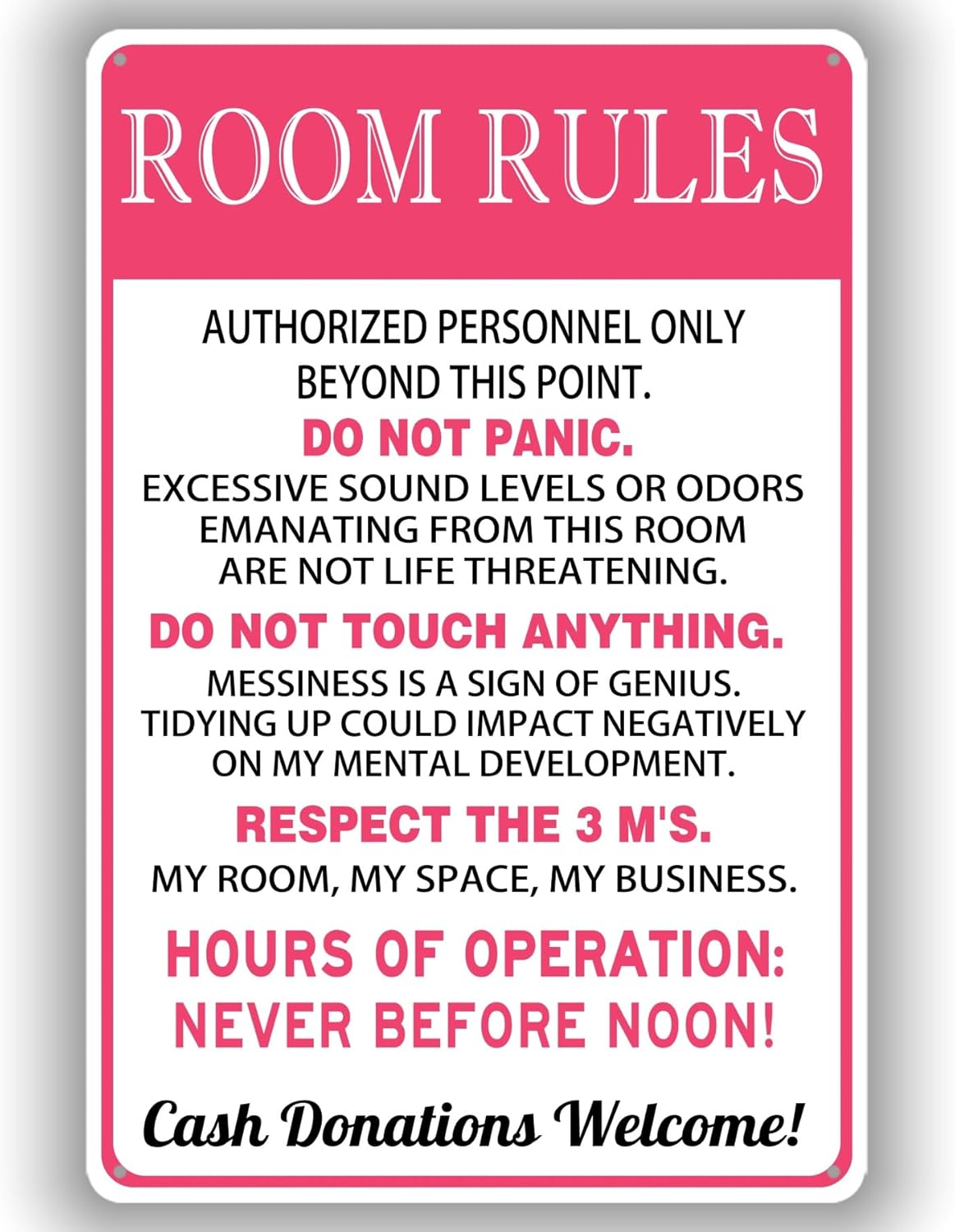 Amazon.com: Funny Room Rules Sign for Teen Girls Room - Cute Preppy ...