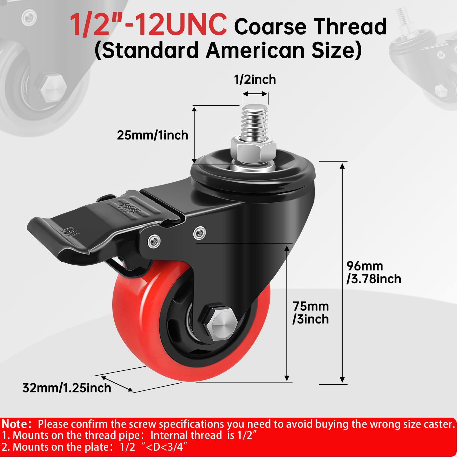 Snapklik.com : Nefish Stem Caster Wheels 3 Inch